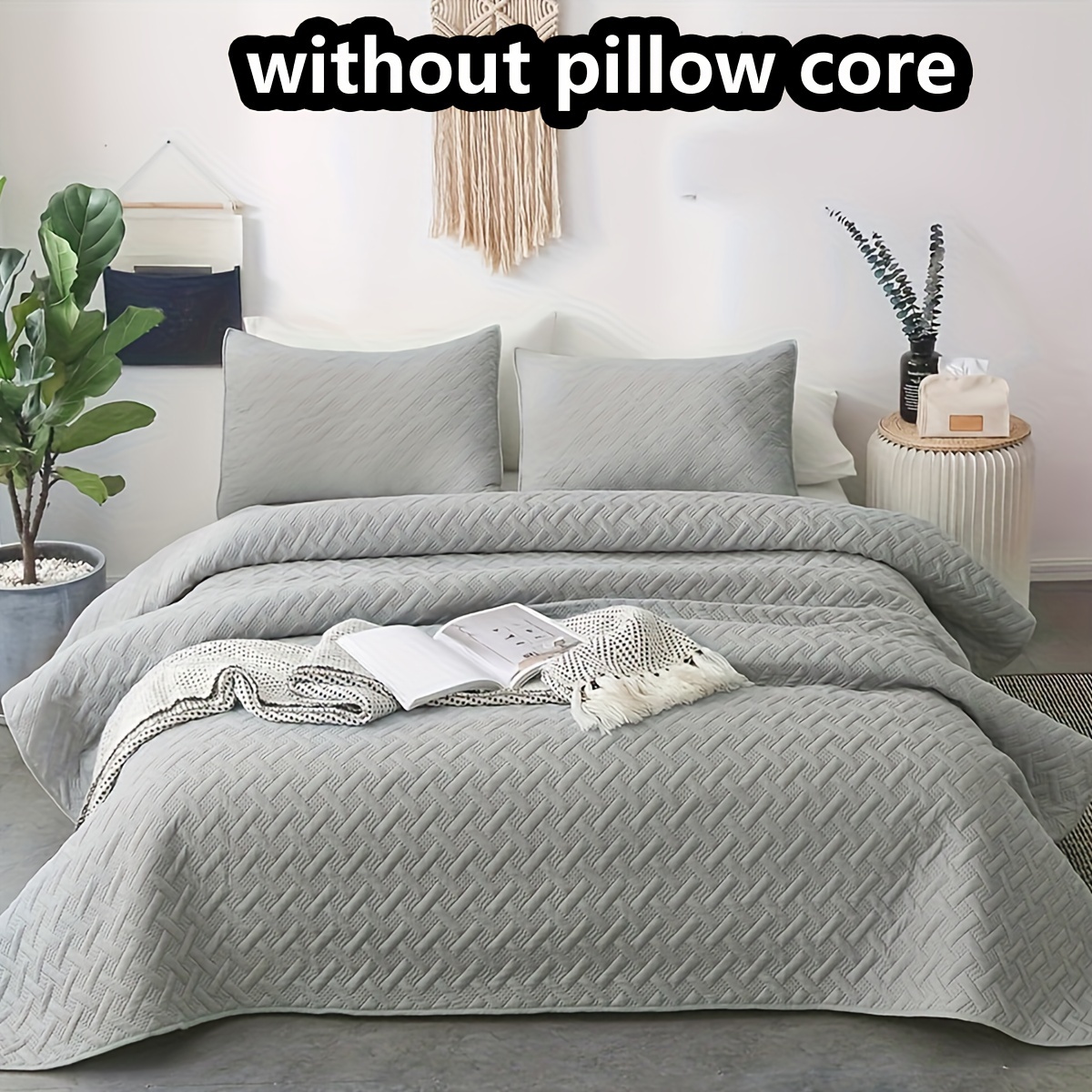 Solid Color Quilt Set (1*quilt + 2*pillowcases Without Core) - Temu Canada