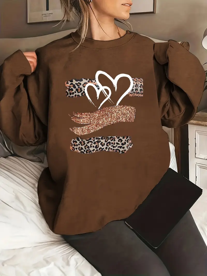 Graphic Print Sweatshirt Plus Size Crew Neck Casual Temu Australia