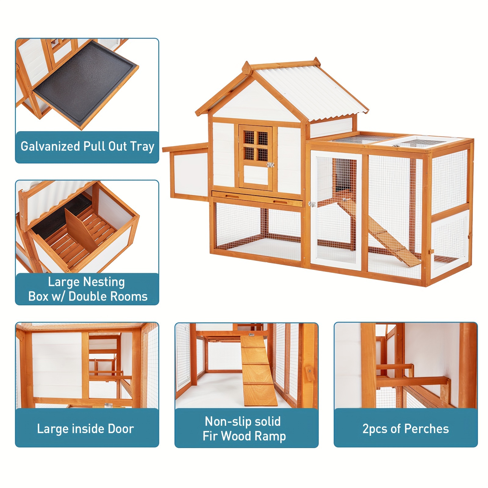 Outdoor Chicken Coop Wooden Chicken Coop Runner Poultry Cage - Temu