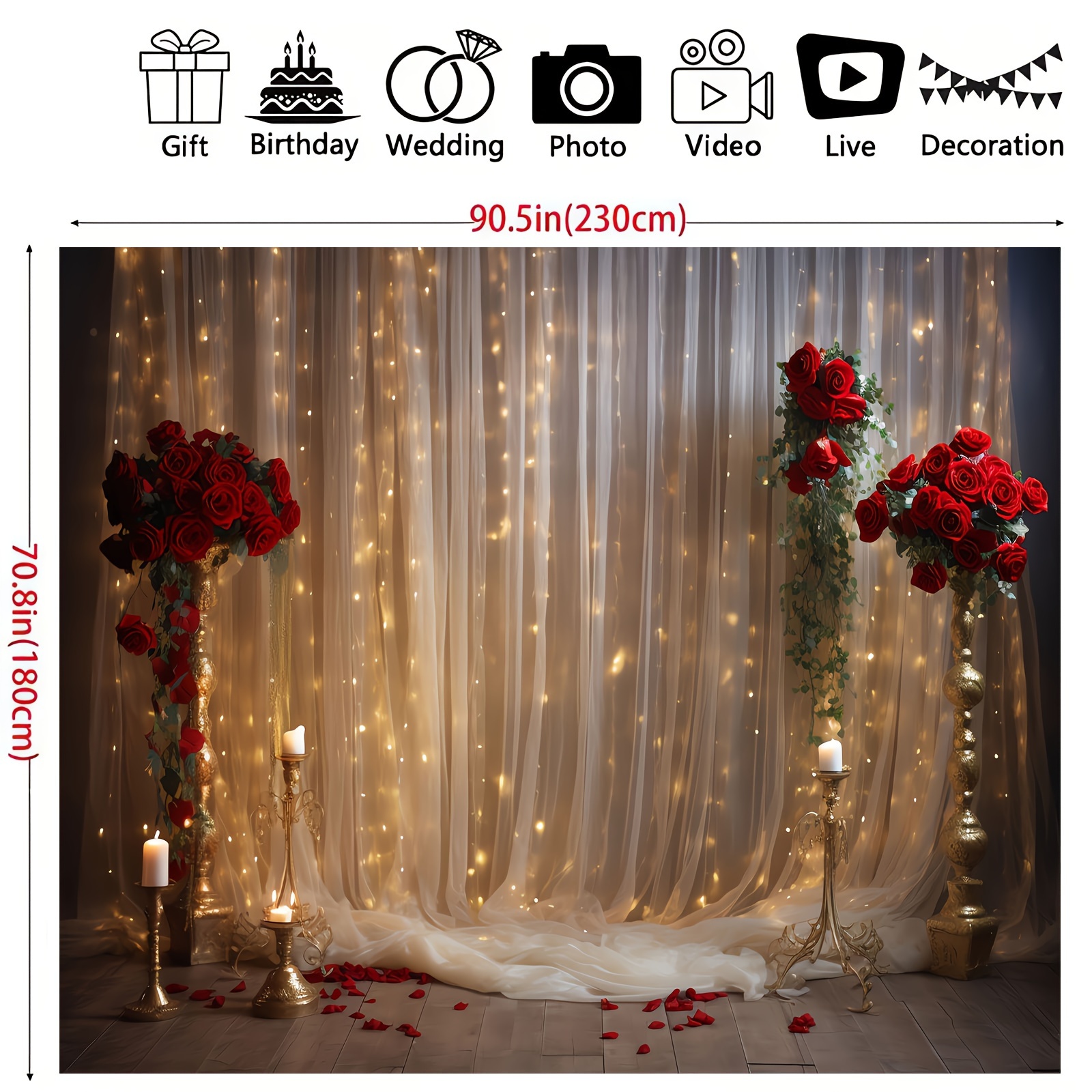 Red Rose Photography Backdrop White Lace Red Floral Wall - Temu Denmark