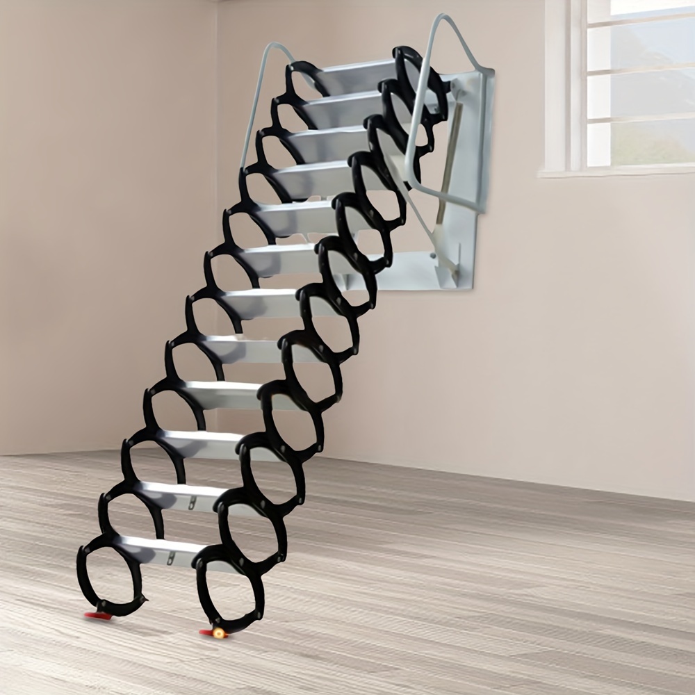 Wall Mounted Folding Ladder Loft Stairs White Attic Steps - Temu