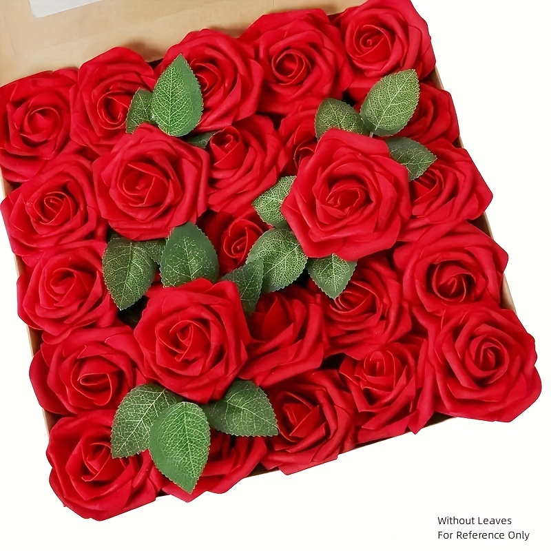 25 Artificial Flowers Dark Red Roses perfect Home Bedroom - Temu New ...