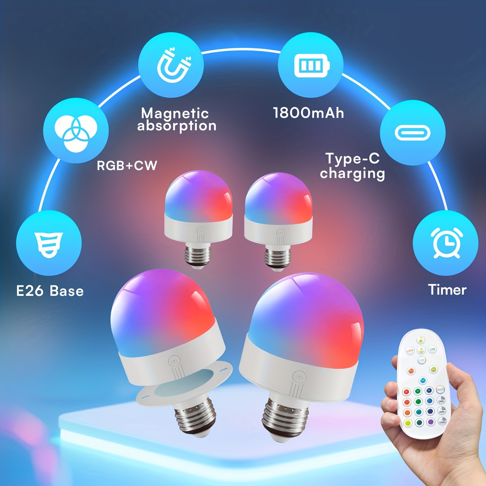 rechargeable light bulbs sold on Temu United States