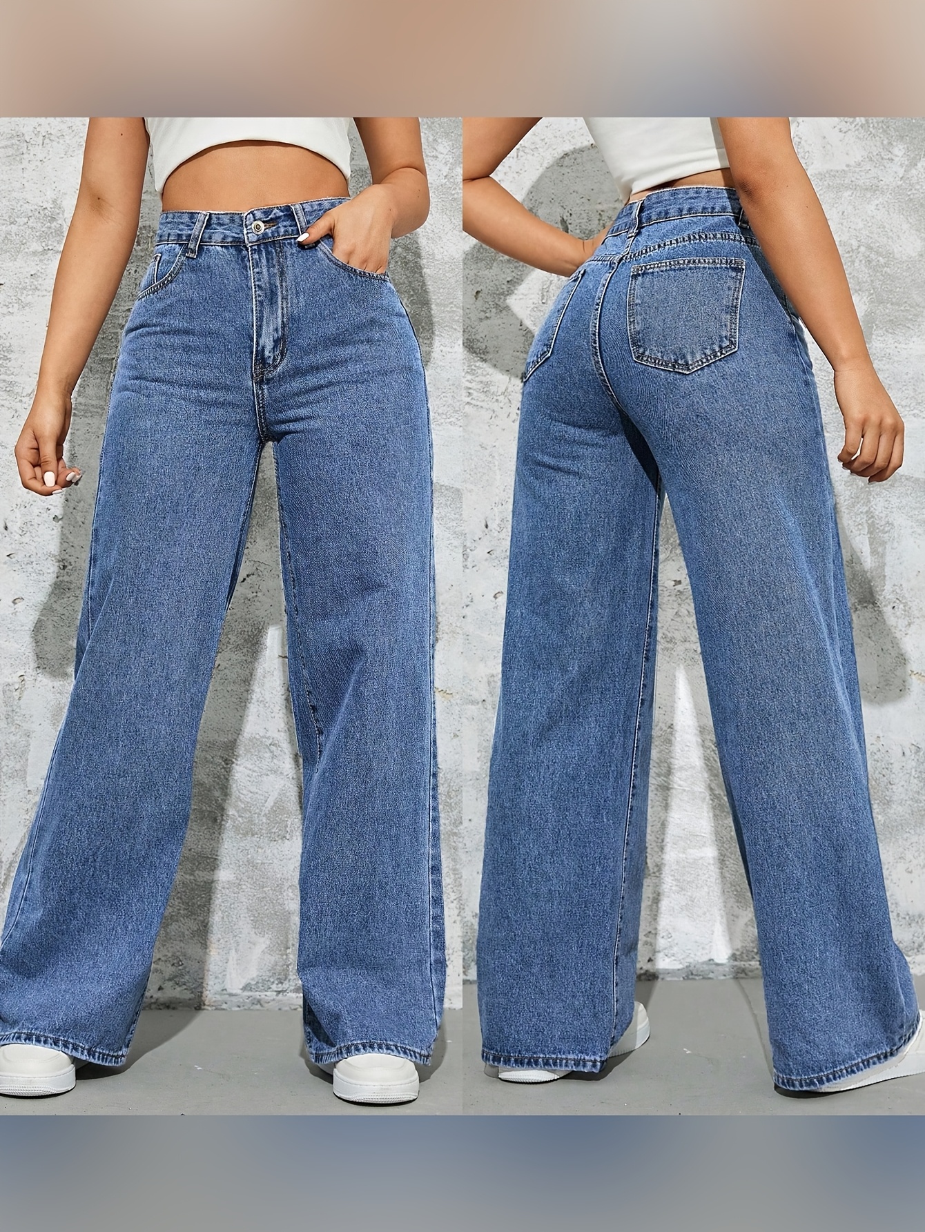 wide jeans for women sold on Temu United States