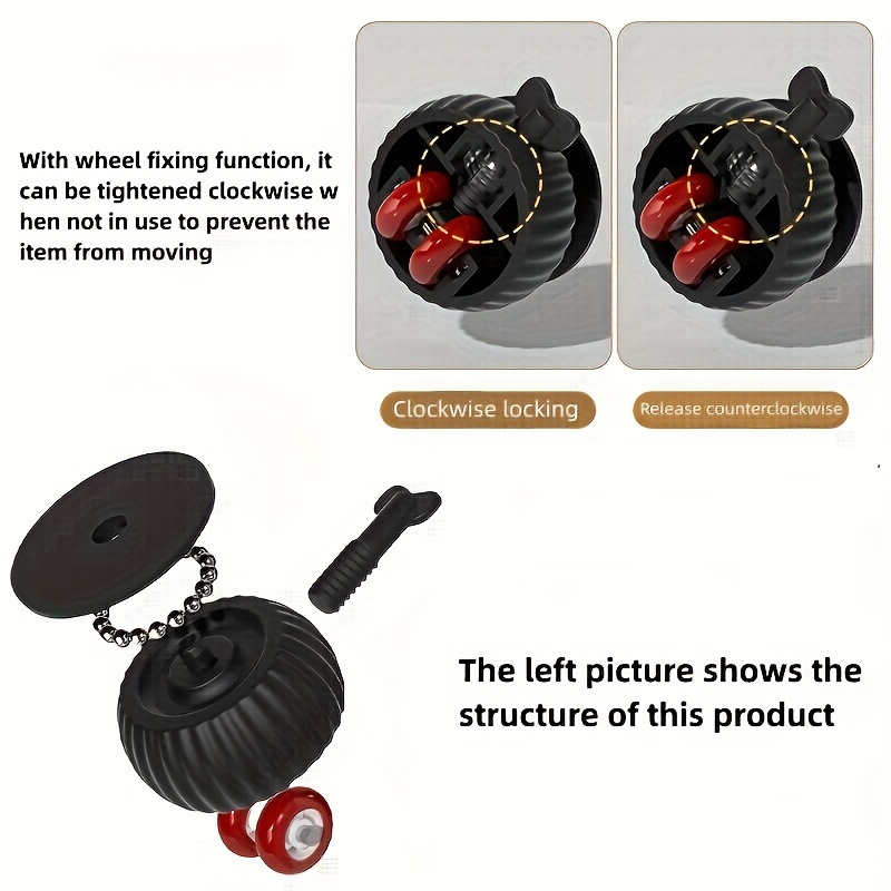 Polished Metal Swivel Casters Lock Self adhesive Mini Wheels - Temu