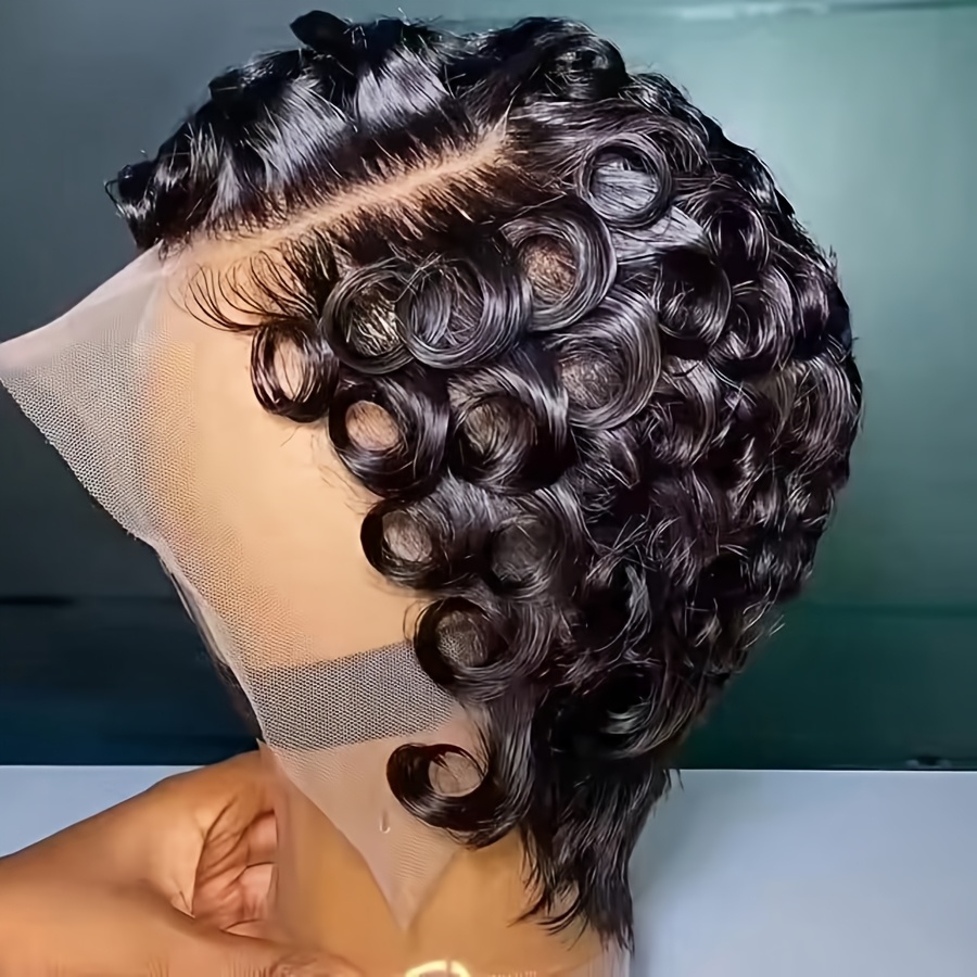 short curly human hair wigs sold on Temu United States