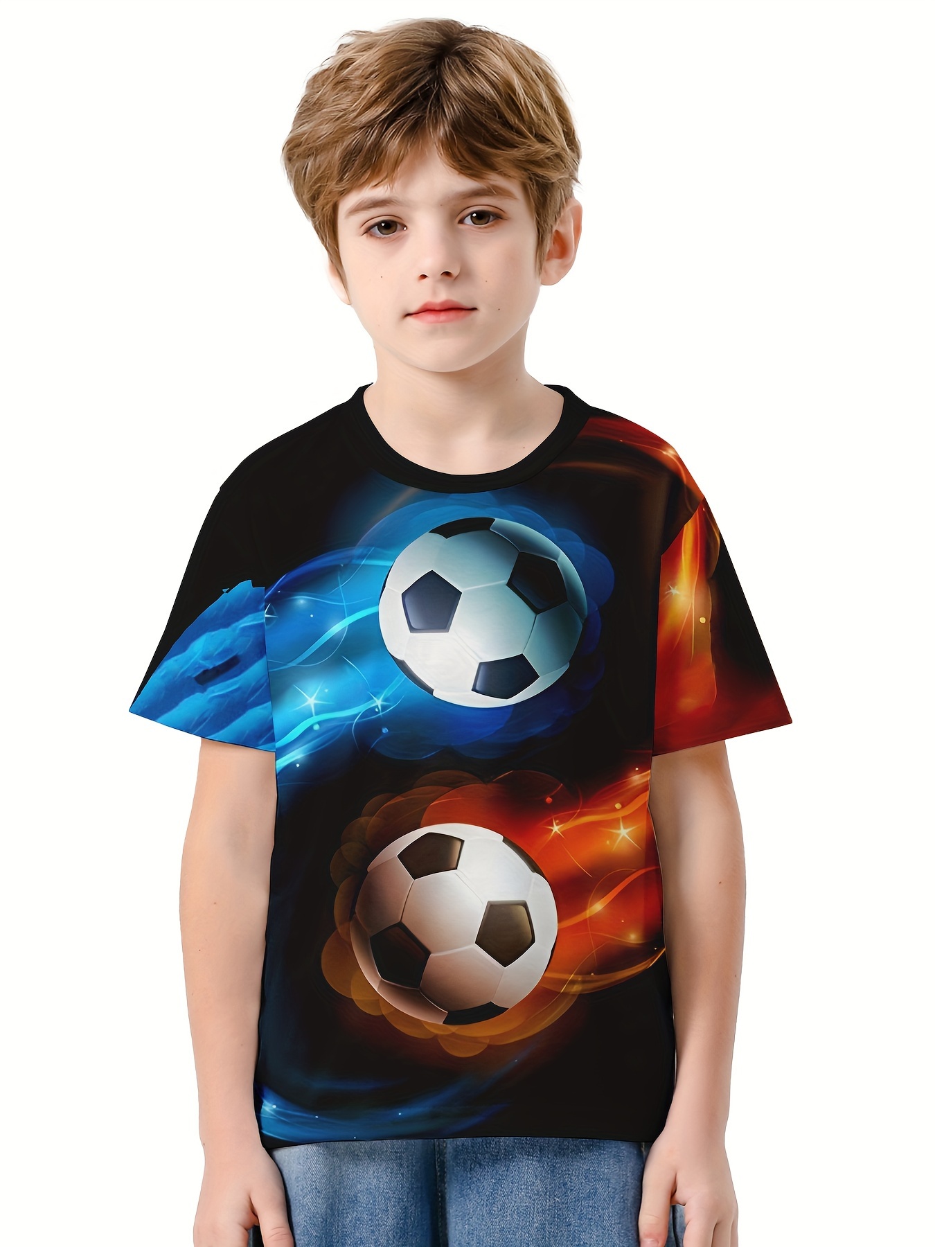 Boys' Athletic Football T shirt 3d Digital Print Stretch - Temu Kuwait