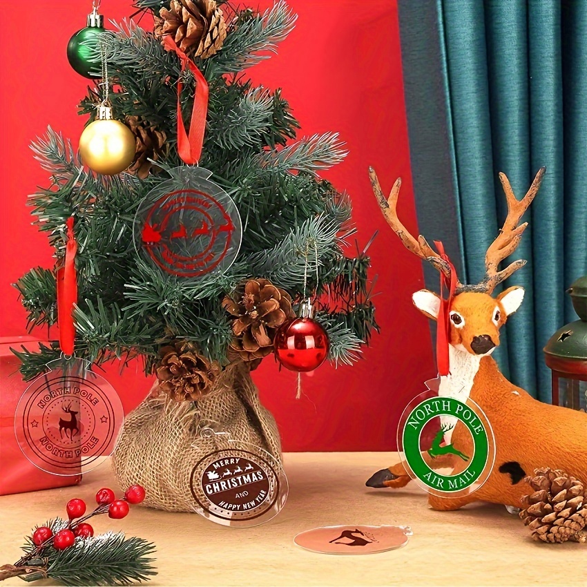 10-piece Diy Acrylic Christmas Ornaments - Transparent, Blank Discs ...