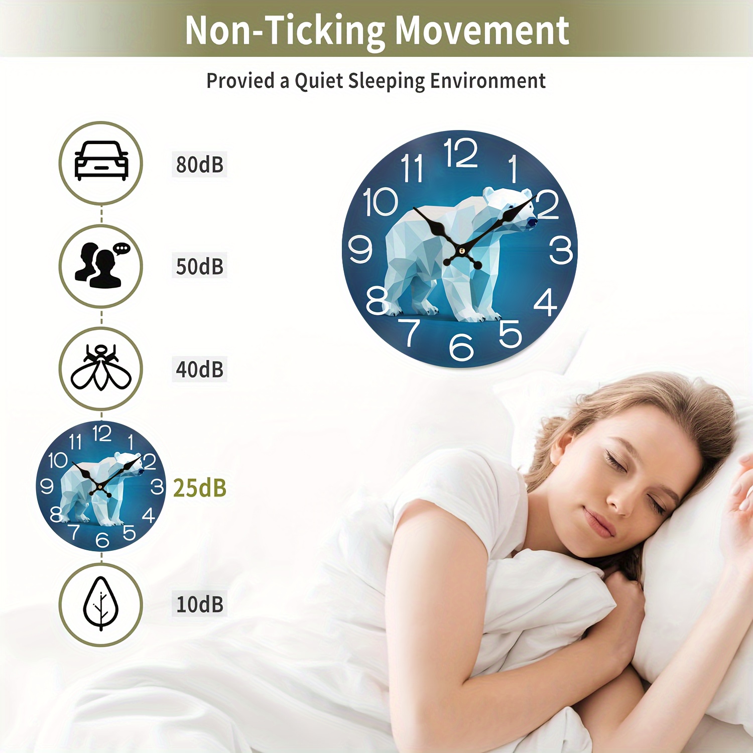 polar bear silent wooden wall clock battery operated round - Temu ...