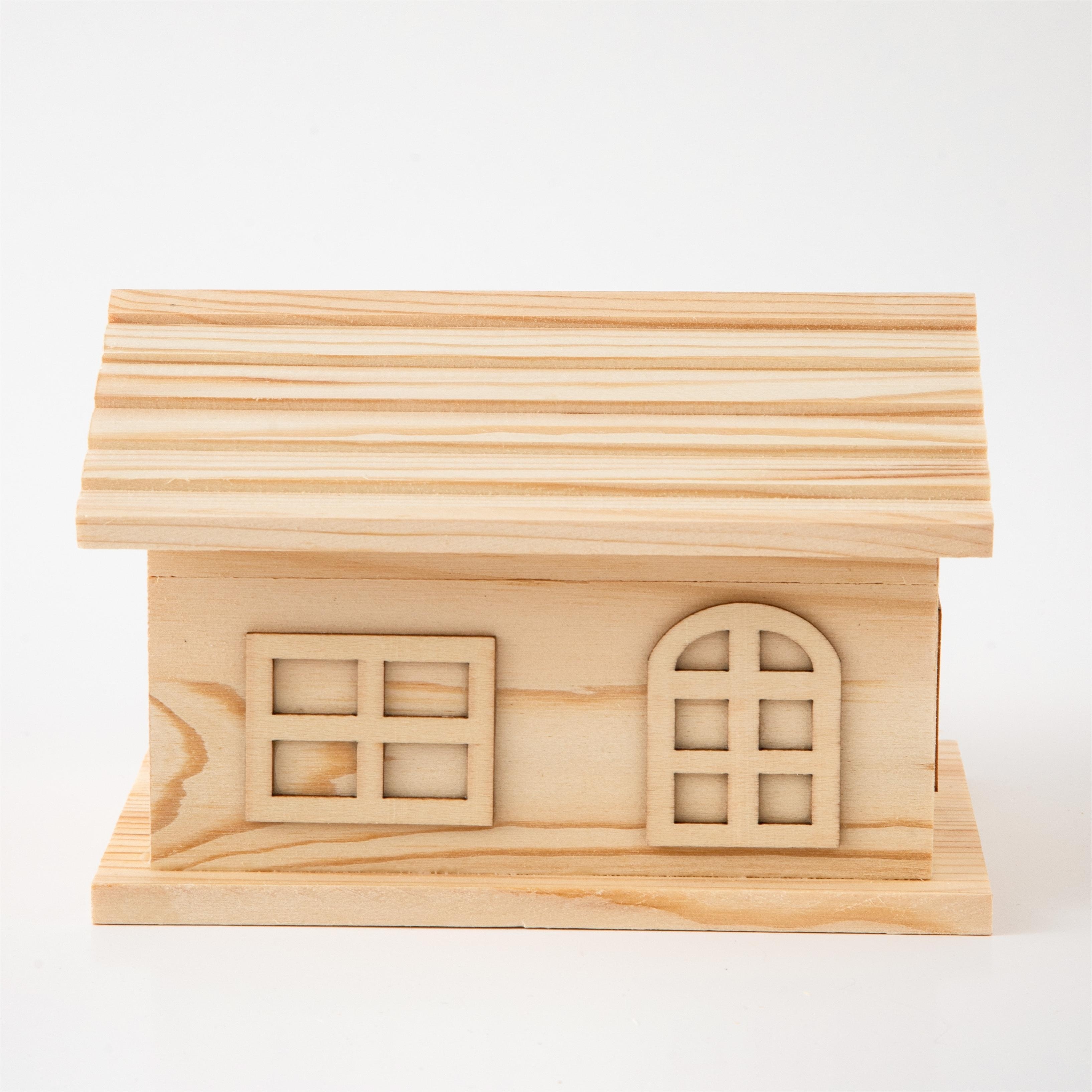 Cabin Shape Storage Box Household Solid Wood Lock Document - Temu New ...