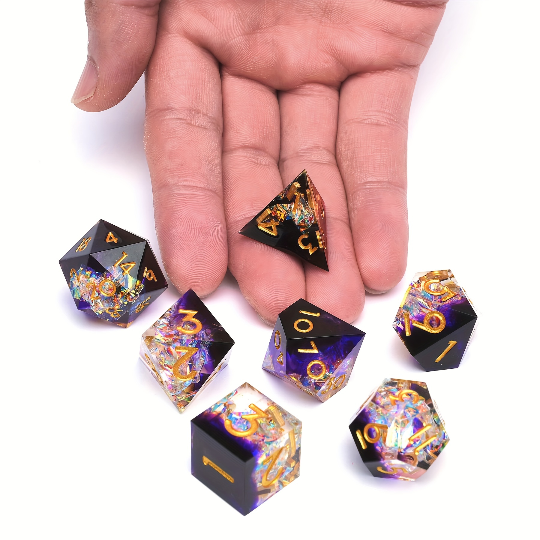 Dnd Dice D&d Sharp Translucent Dice Set, 7pcs Tabletop Role Playing ...