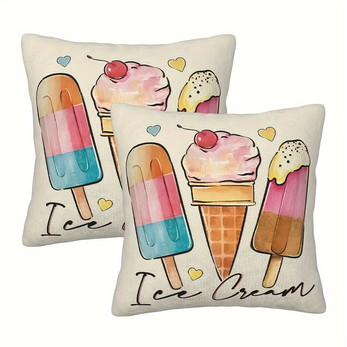 Набір з 2 х Чохлів для Подушок з Мотивом Морозива та Temu Czech Republic