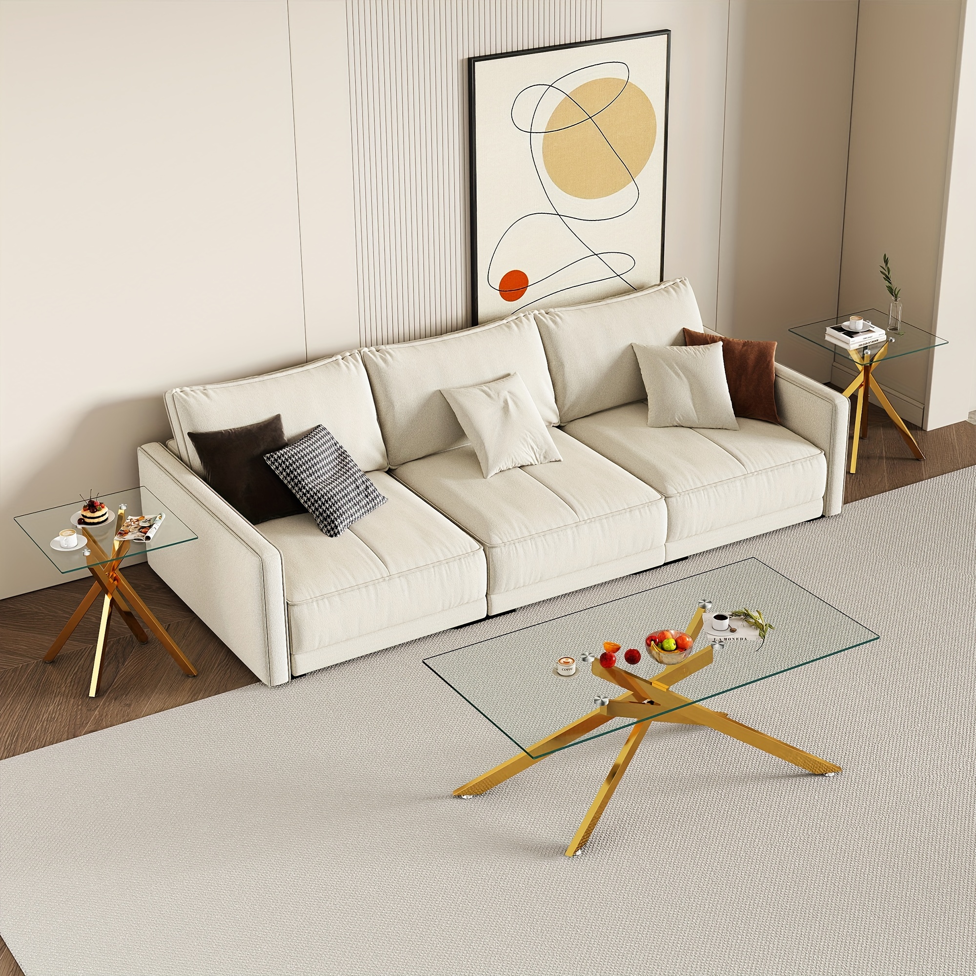 2pcs End Table Square Side Table for Couch Sofa Side Table with Clear Tempered and Metal Tubular Legs for Living Room Bedroo