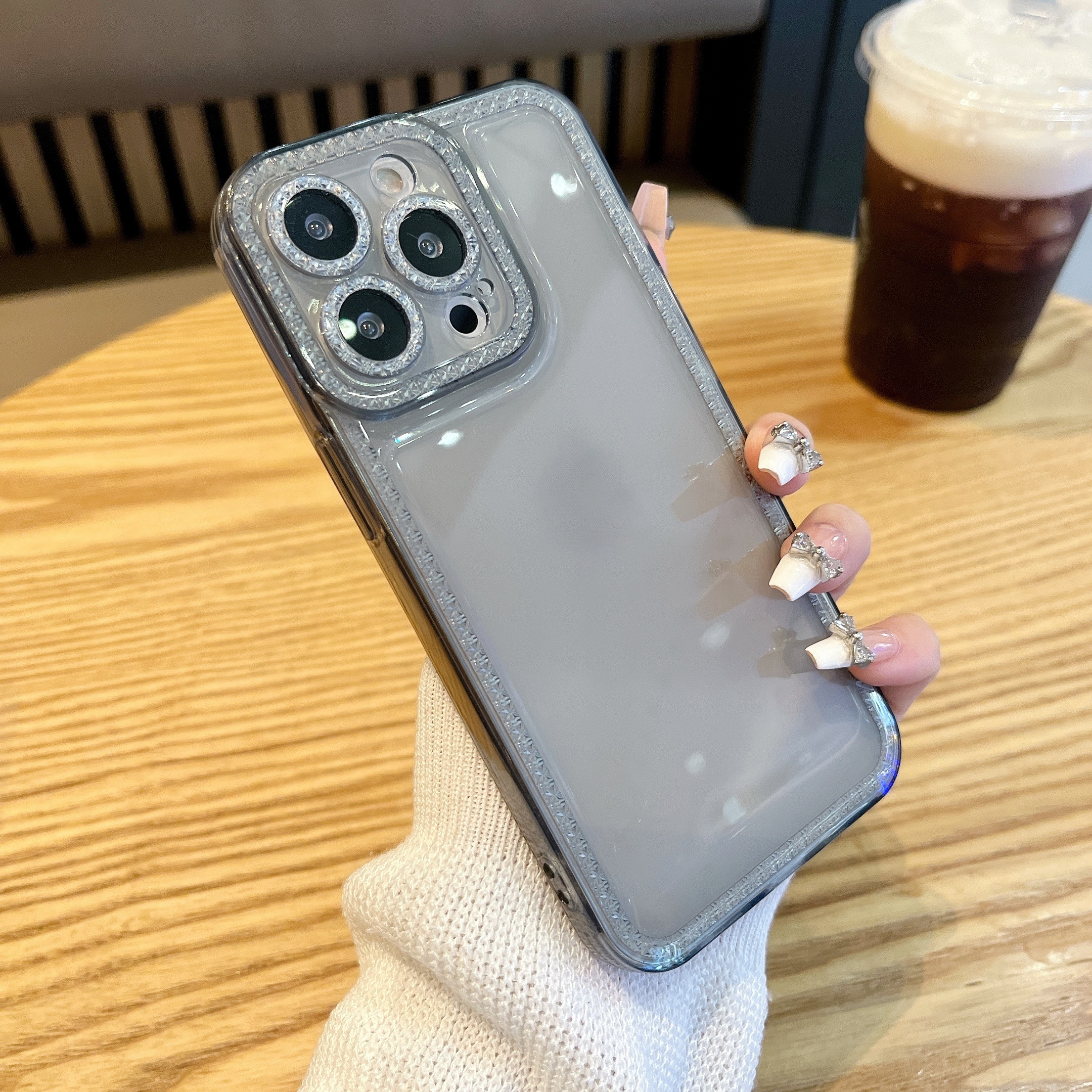 Rhinestone Diamond Pattern Transparent Phone Case Iphone 15 - Temu Canada