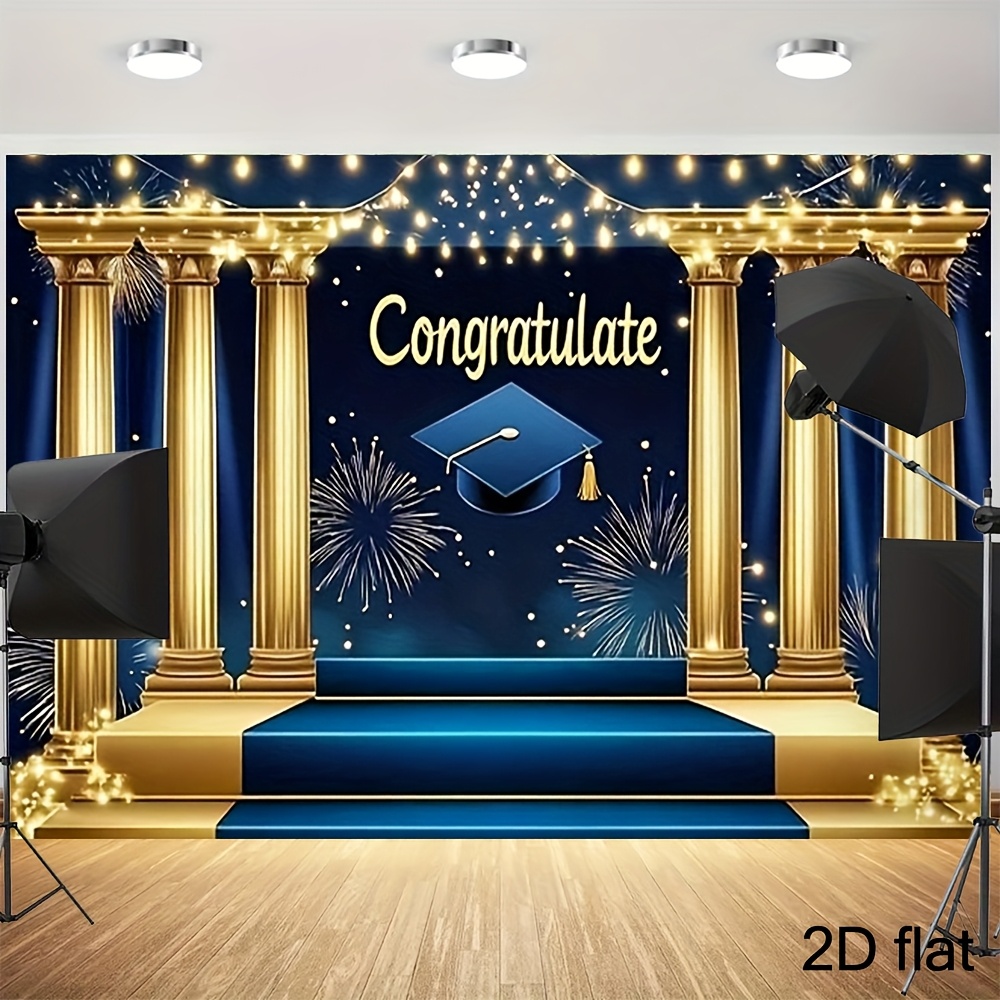 Graduation Background Blue And Gold