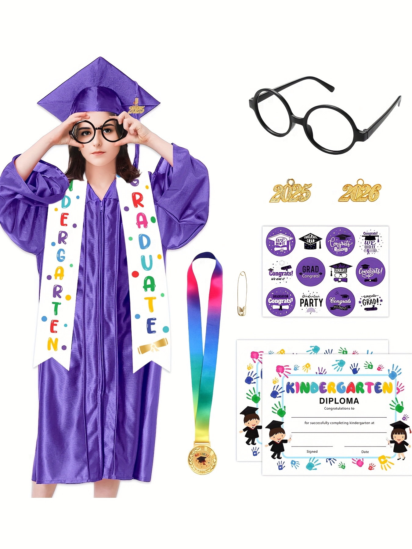 Grad Cap GraduationMall Matte Kindergarten & Preschool Graduation Gown ...