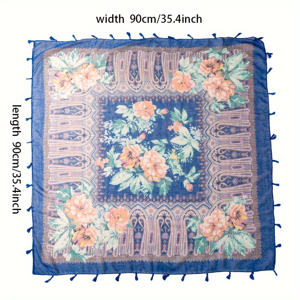 Mixed Color Print Square Scarf Thin Breathable Cotton Linen - Temu New ...