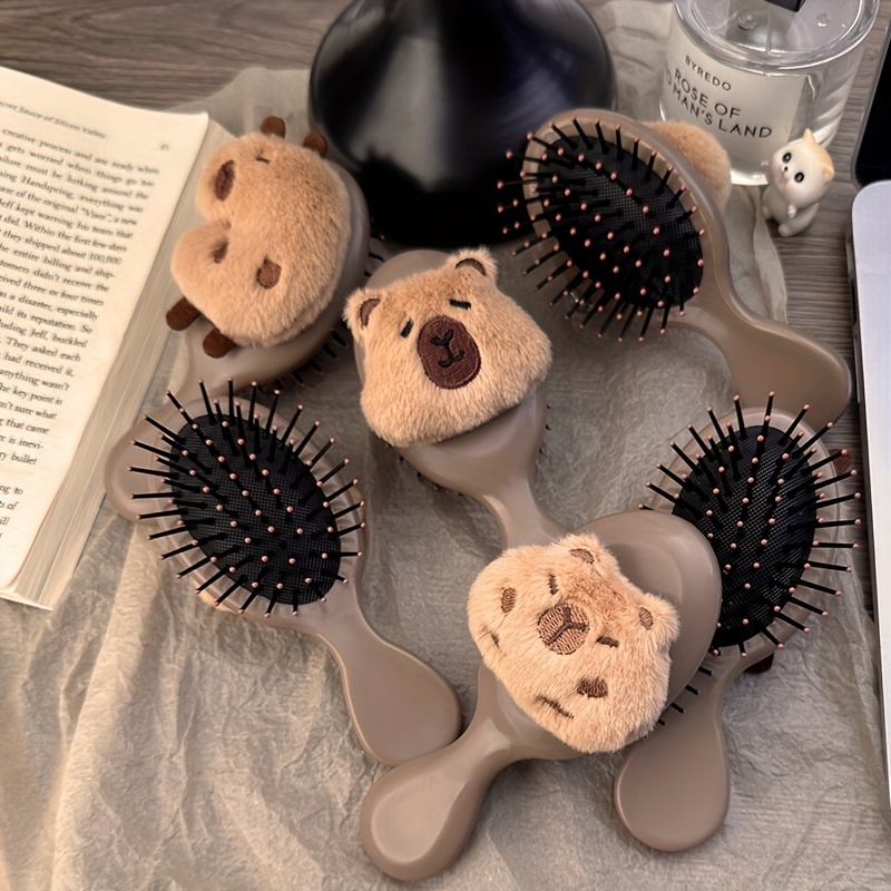 Cute Cartoon Capybara Plush Air Cushion Hairbrush Portable - Temu