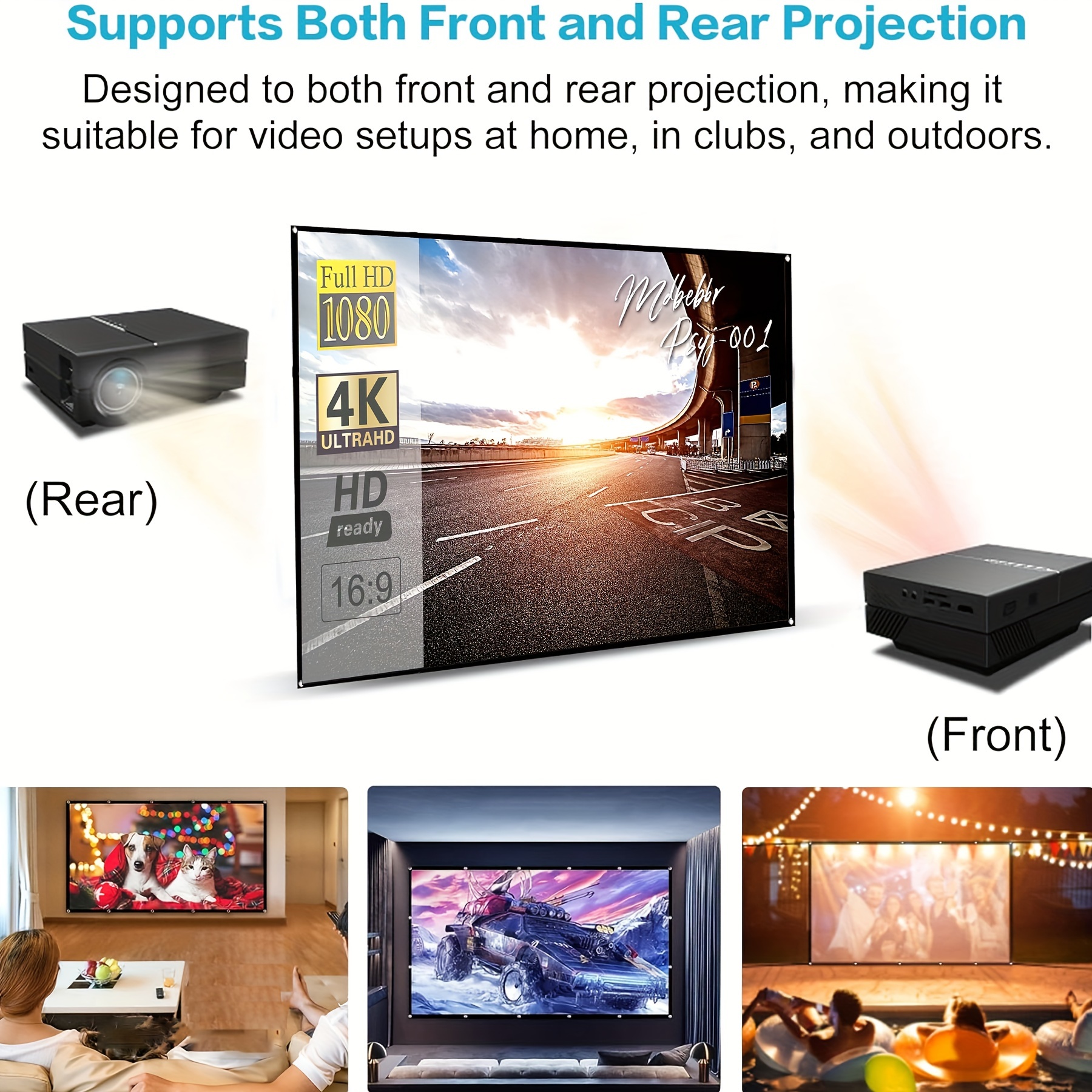 4k Ultra Hd 16:9 Portable Projector Screen Foldable - Temu