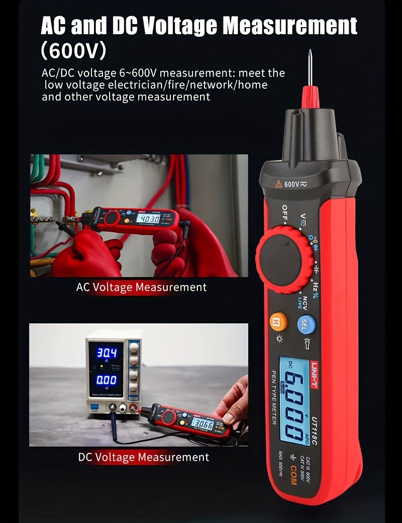 Uni t Ut118c Digital Multimeter Pen Type 6000 Counts Non - Temu