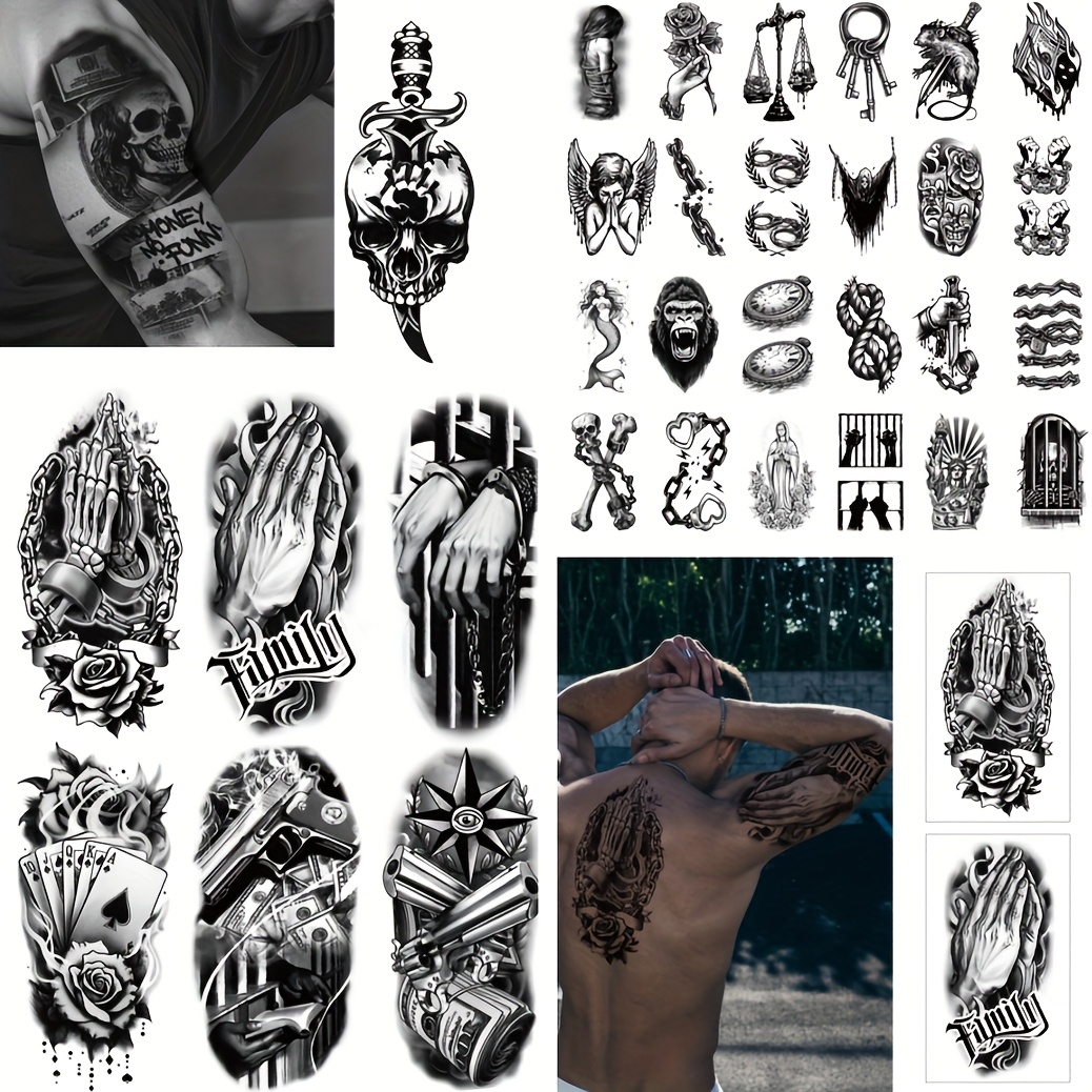 Mens gangster hand tattoos | Orangetattooshop.com
