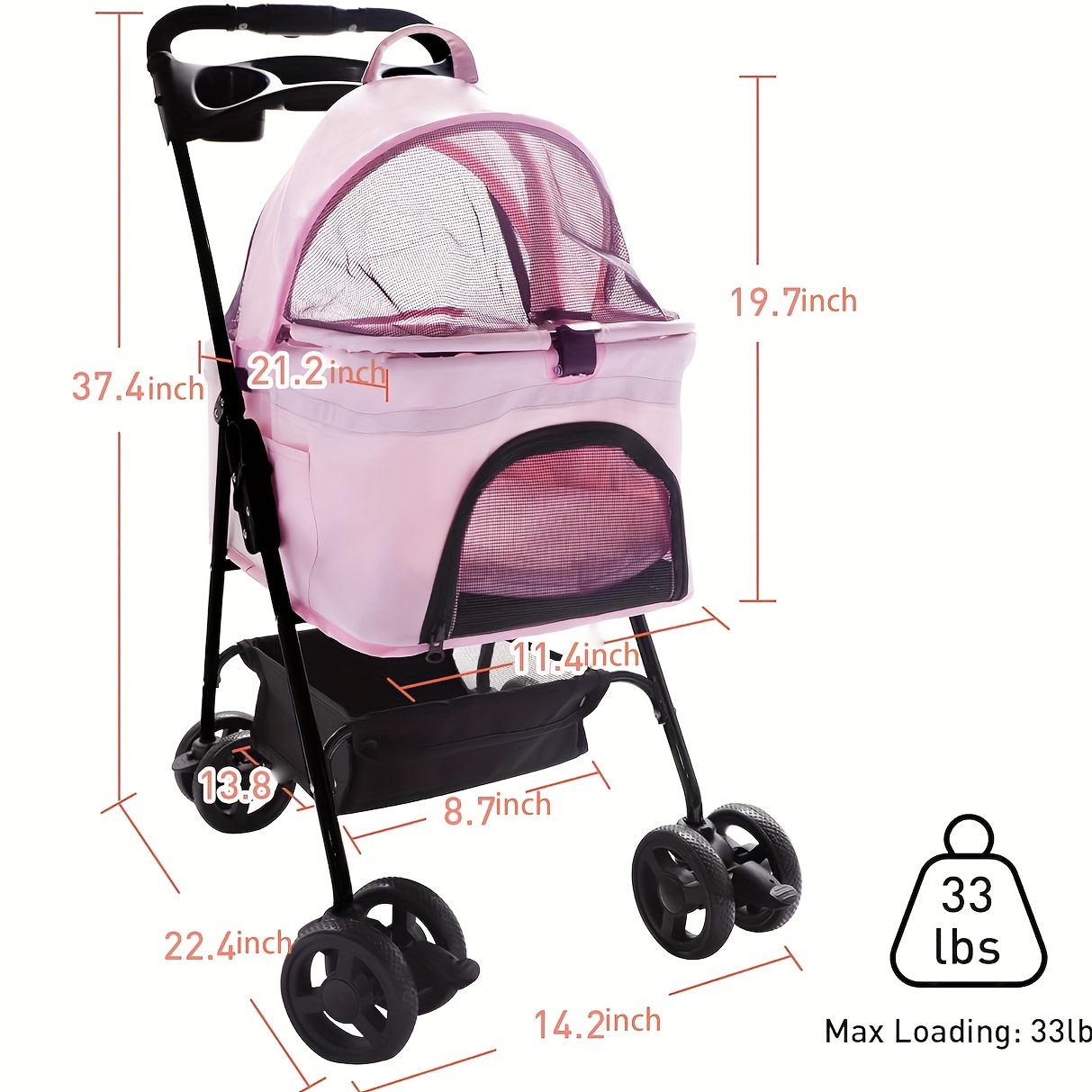 Foldable Pet Stroller Detachable Carrier Cup Holder Small - Temu