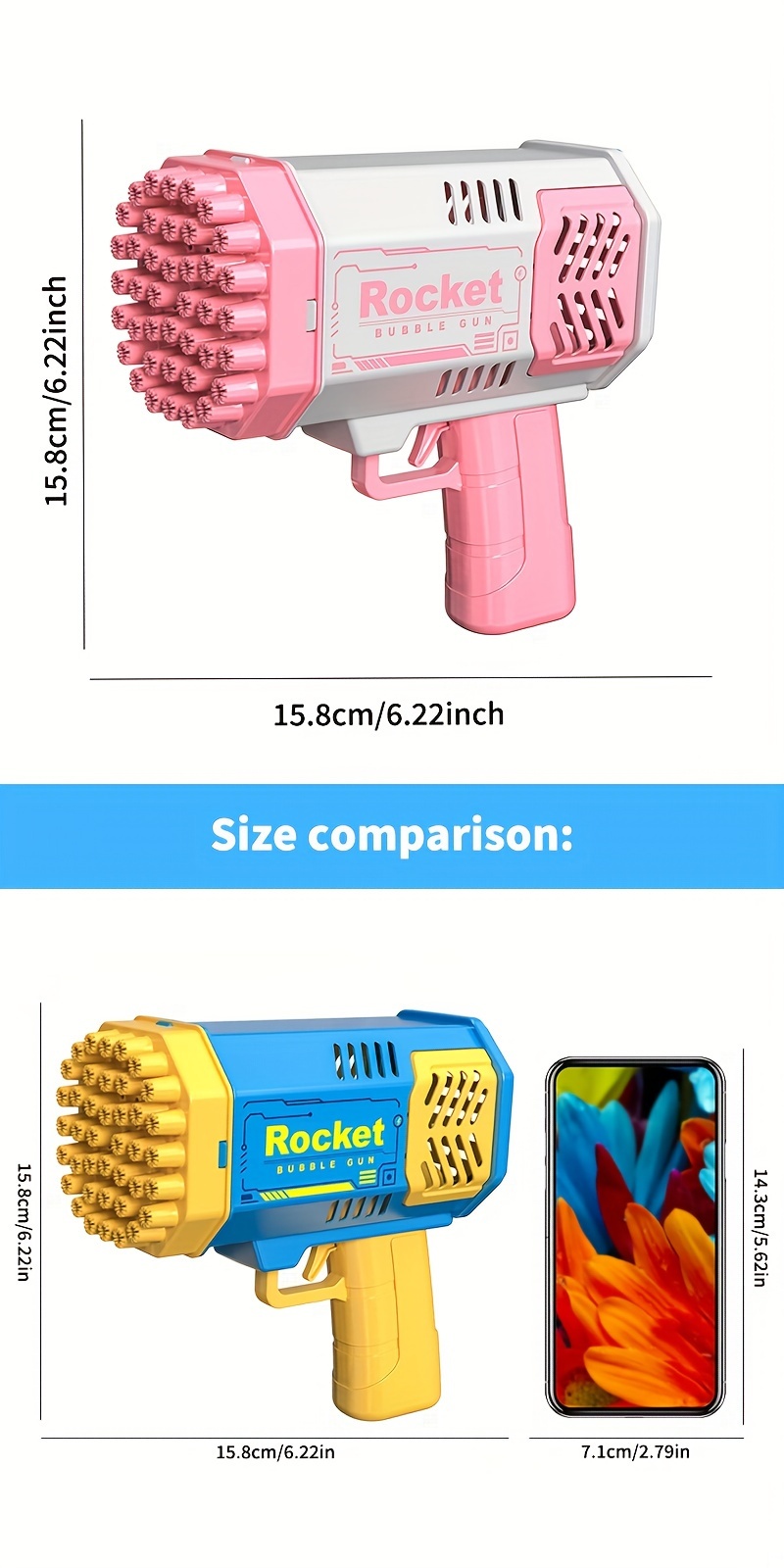 40 Hole Bubble Machine: Handheld Gatling Automatic Bubble Blower ...