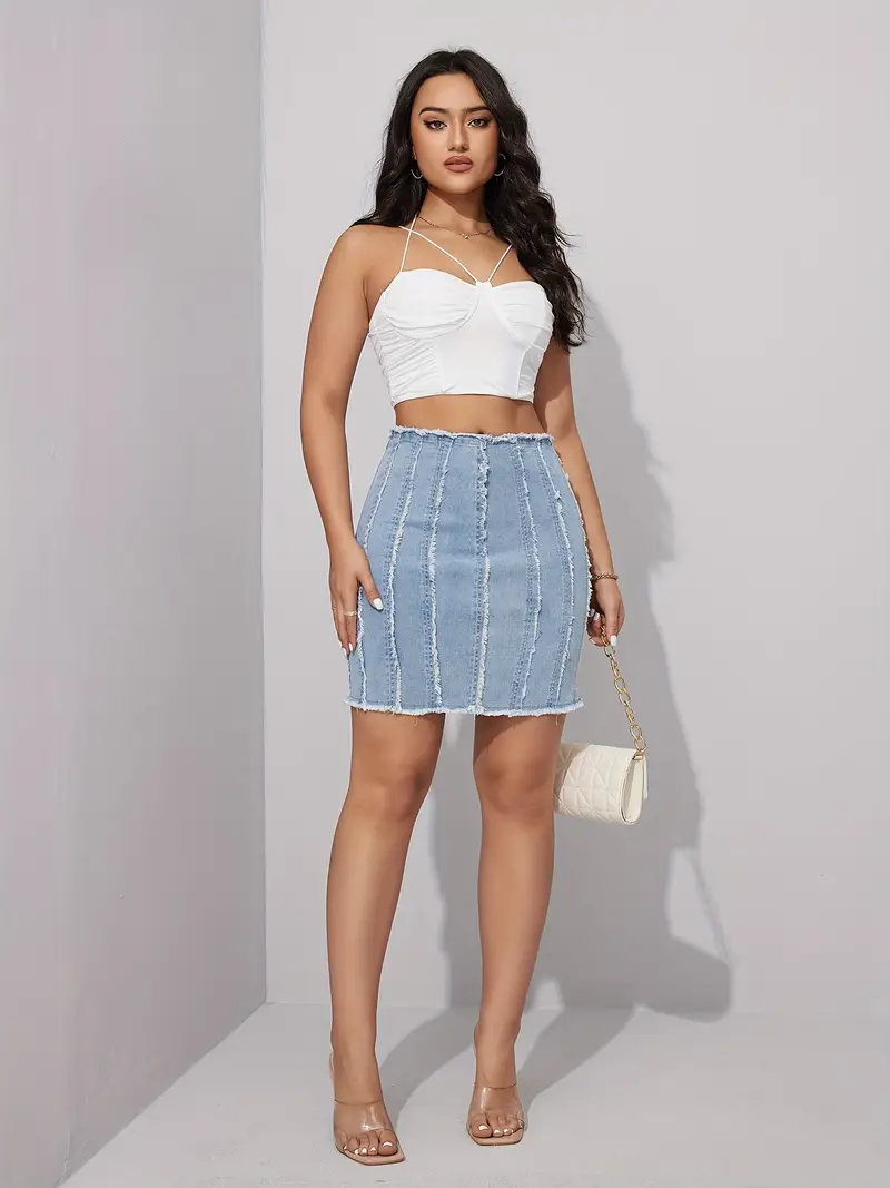 seam bodycon mini denim skirt high medium stretch - {region_name} seam bodycon mini denim skirt high medium stretch - {region_name}