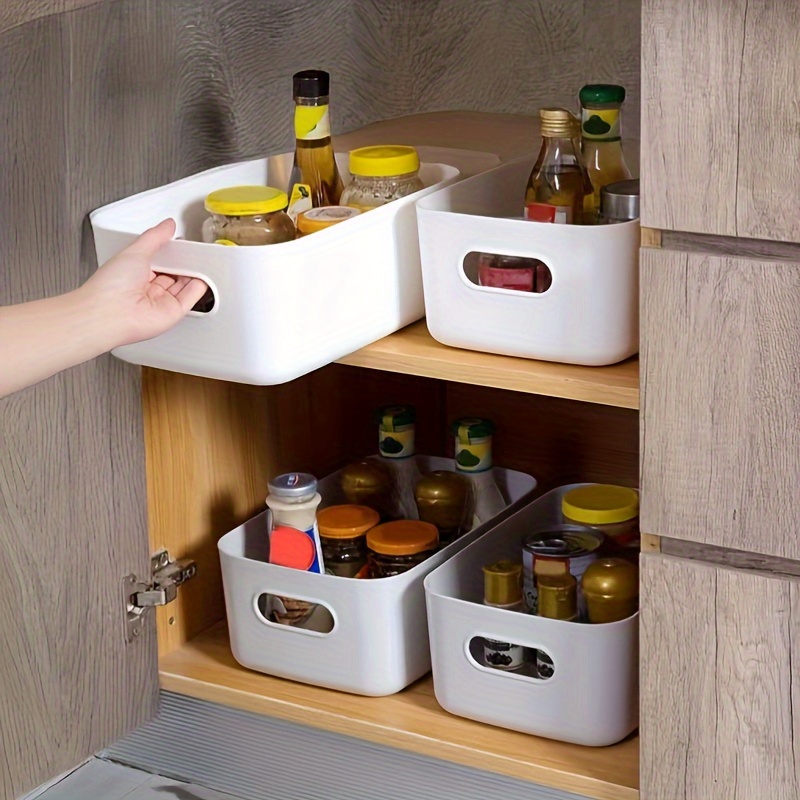 Organize Space: White Plastic Storage Baskets Kitchen - Temu