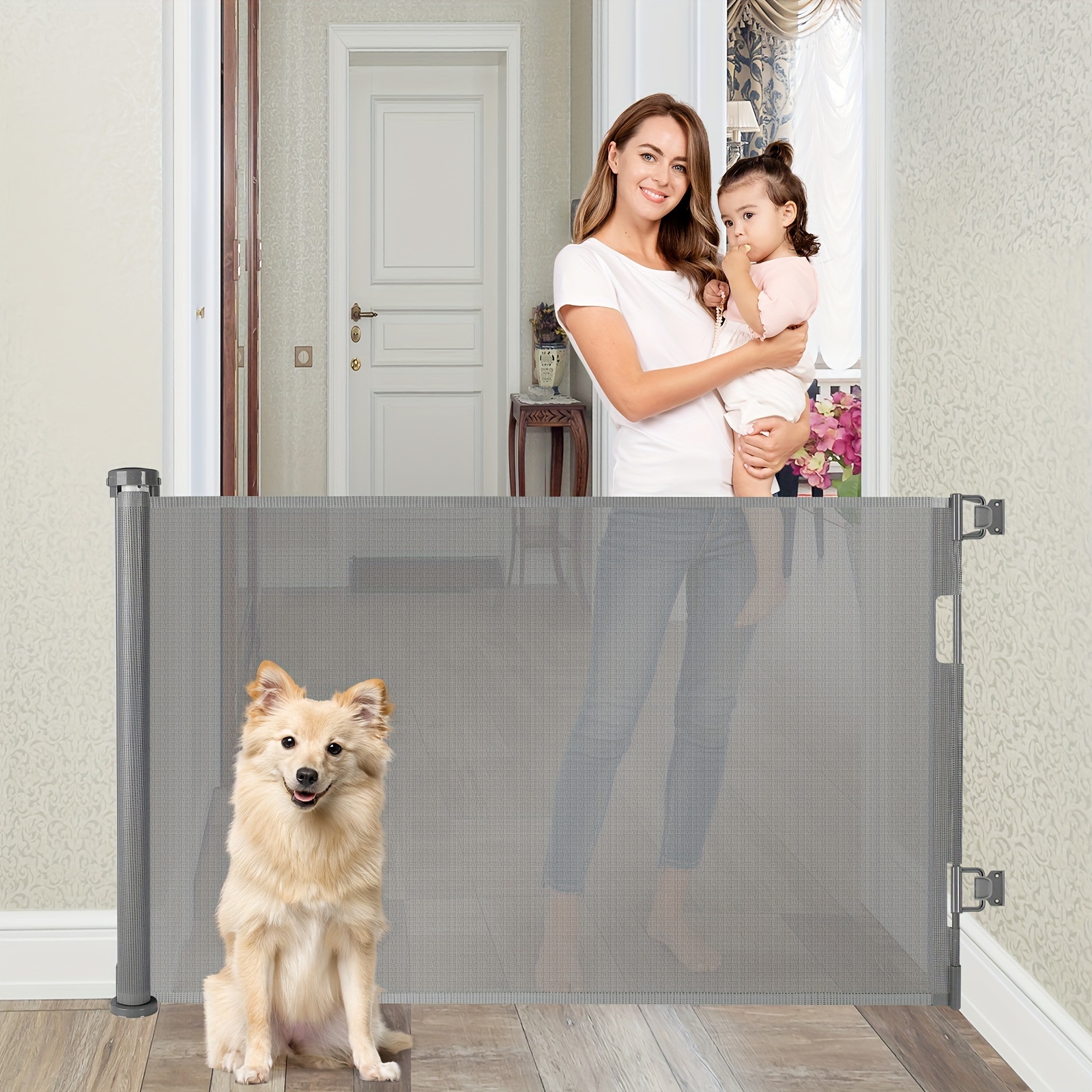 Stair Gates Extra Wide Dog Gate👝retractable baby gate stairs ...