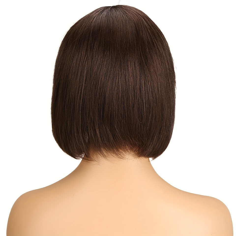 4 Brown Bob Human Hair Wigs Bangs Remy Straight Hair - Temu United Kingdom