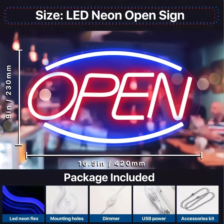 Oval Led Neon Open Sign Kitchen Bar Pub Wall - Temu