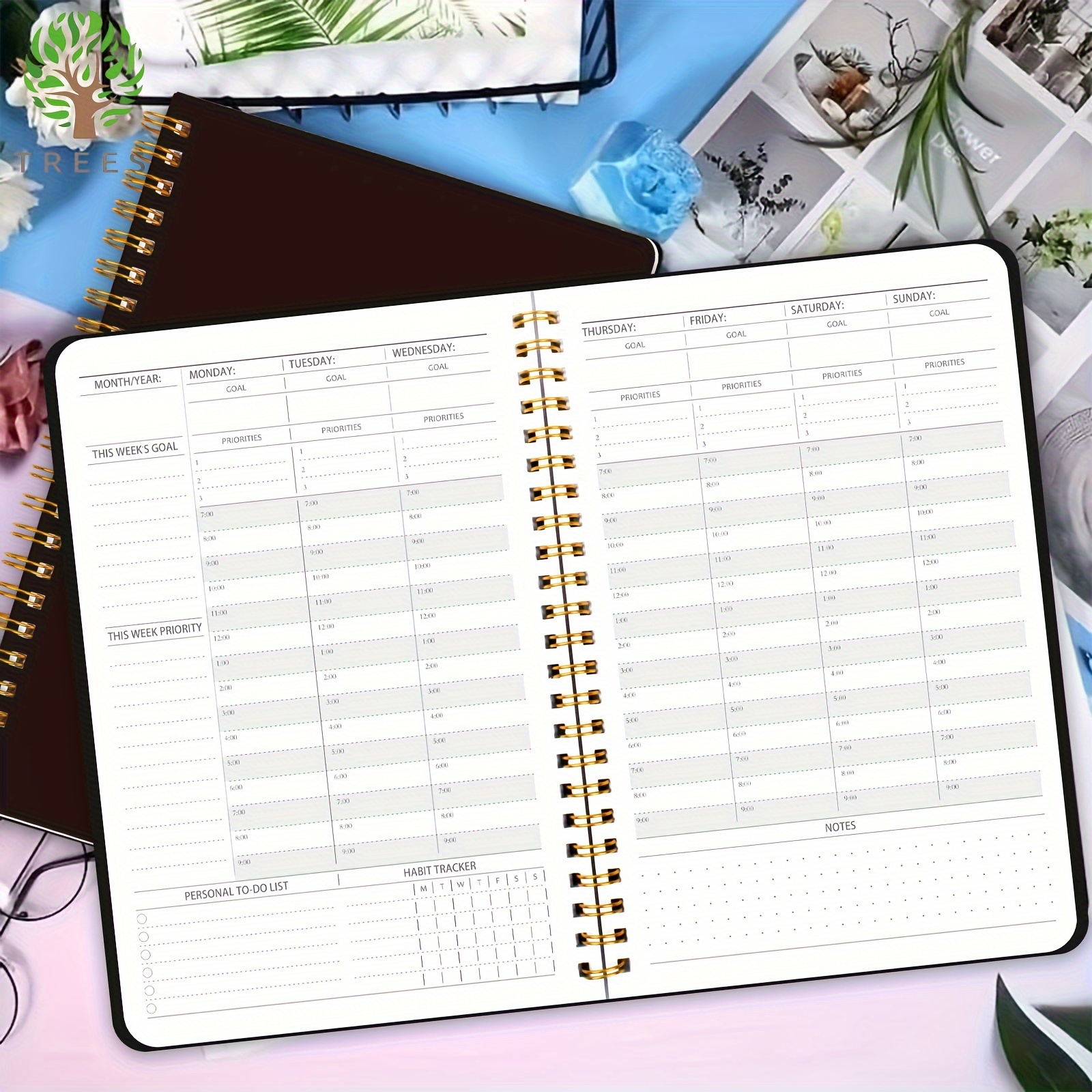 Daily Notebook 7am 10pm Hourly Schedule Planner Undated List - Temu