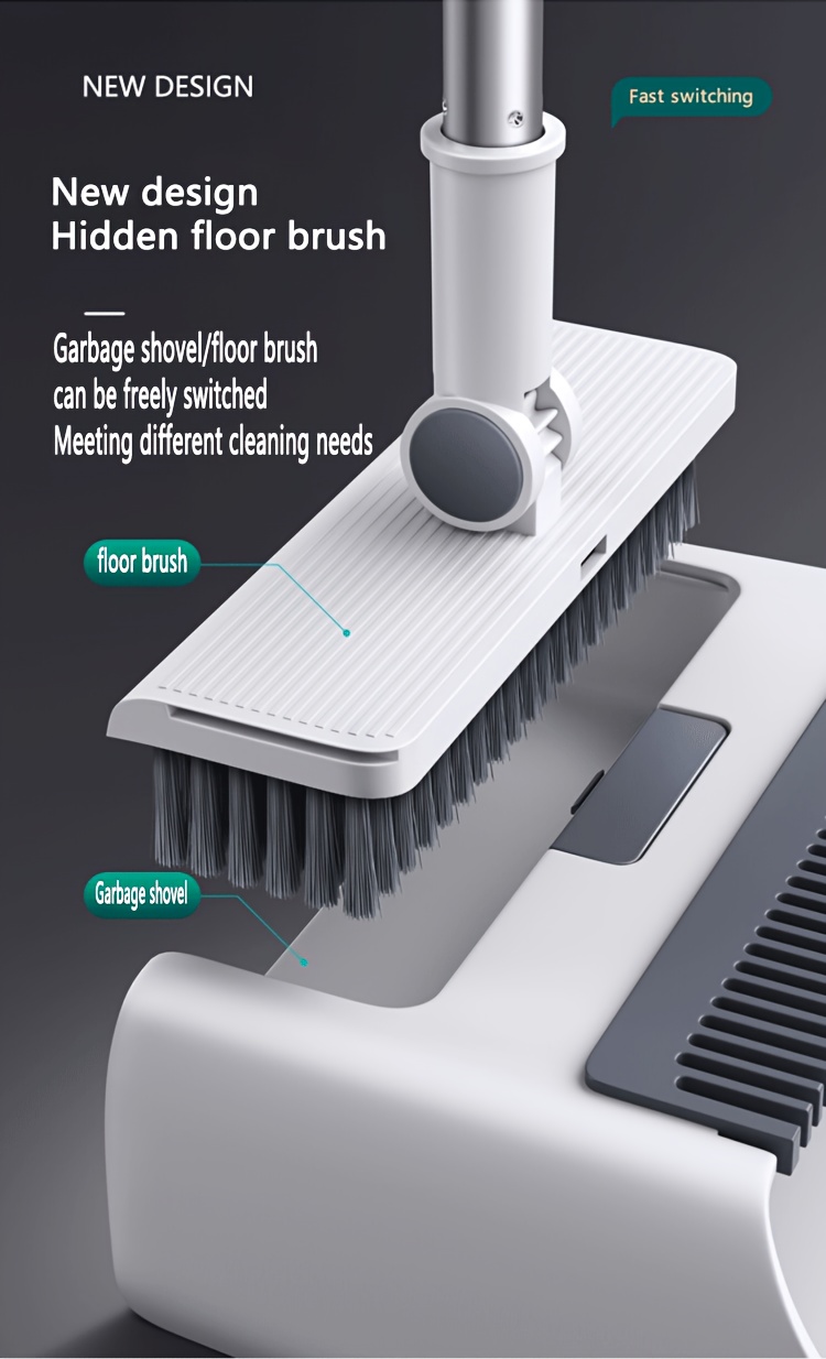 סט 1 סט מברשות רצפת פח פח מטאטא טאטא עם ידית ארוכה מברשת - Temu Israel