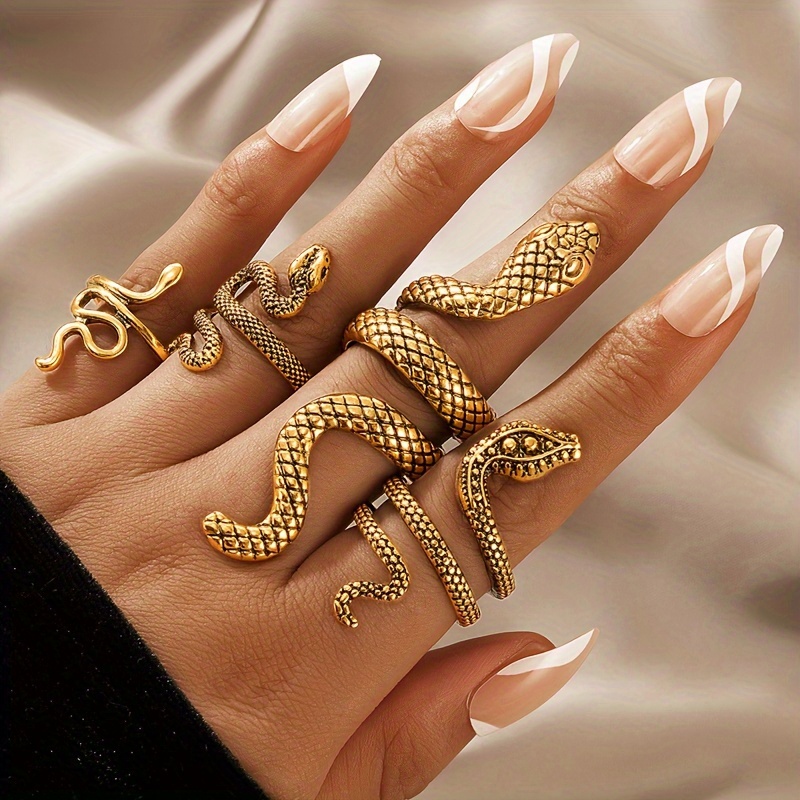 snake ring punk style gothic vintage exaggerated animal Temu