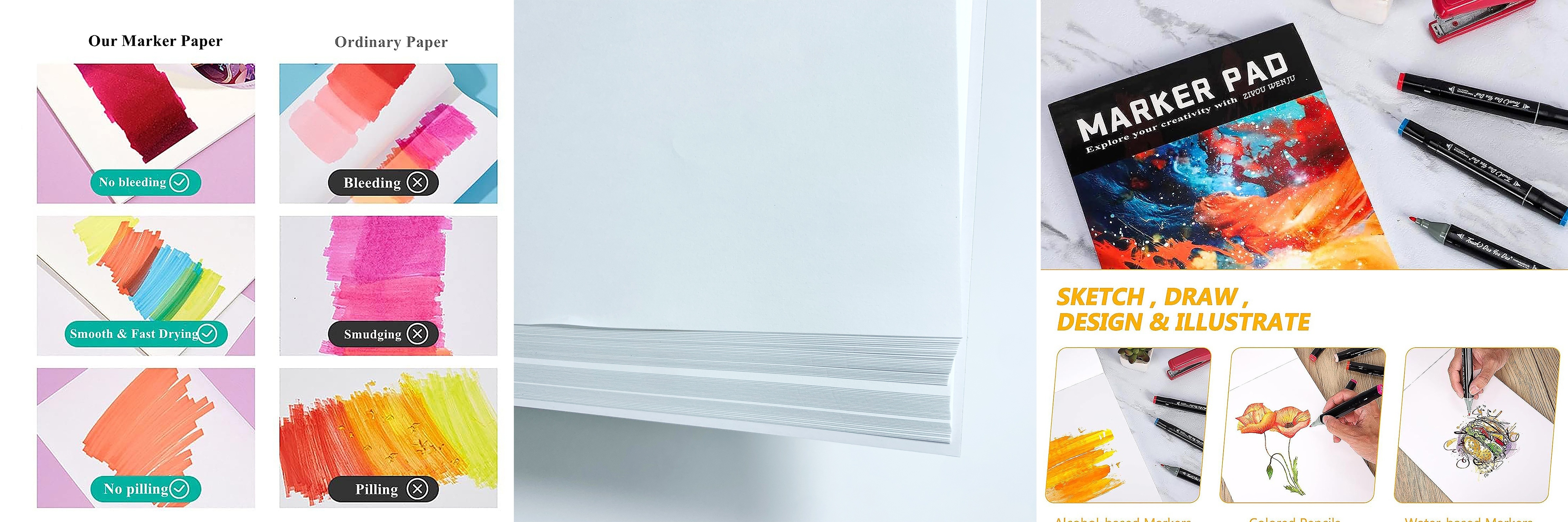Ziyou Wenju Bleedproof Marker Paper Pad A3 A4 50 Sheets Suitable For ...