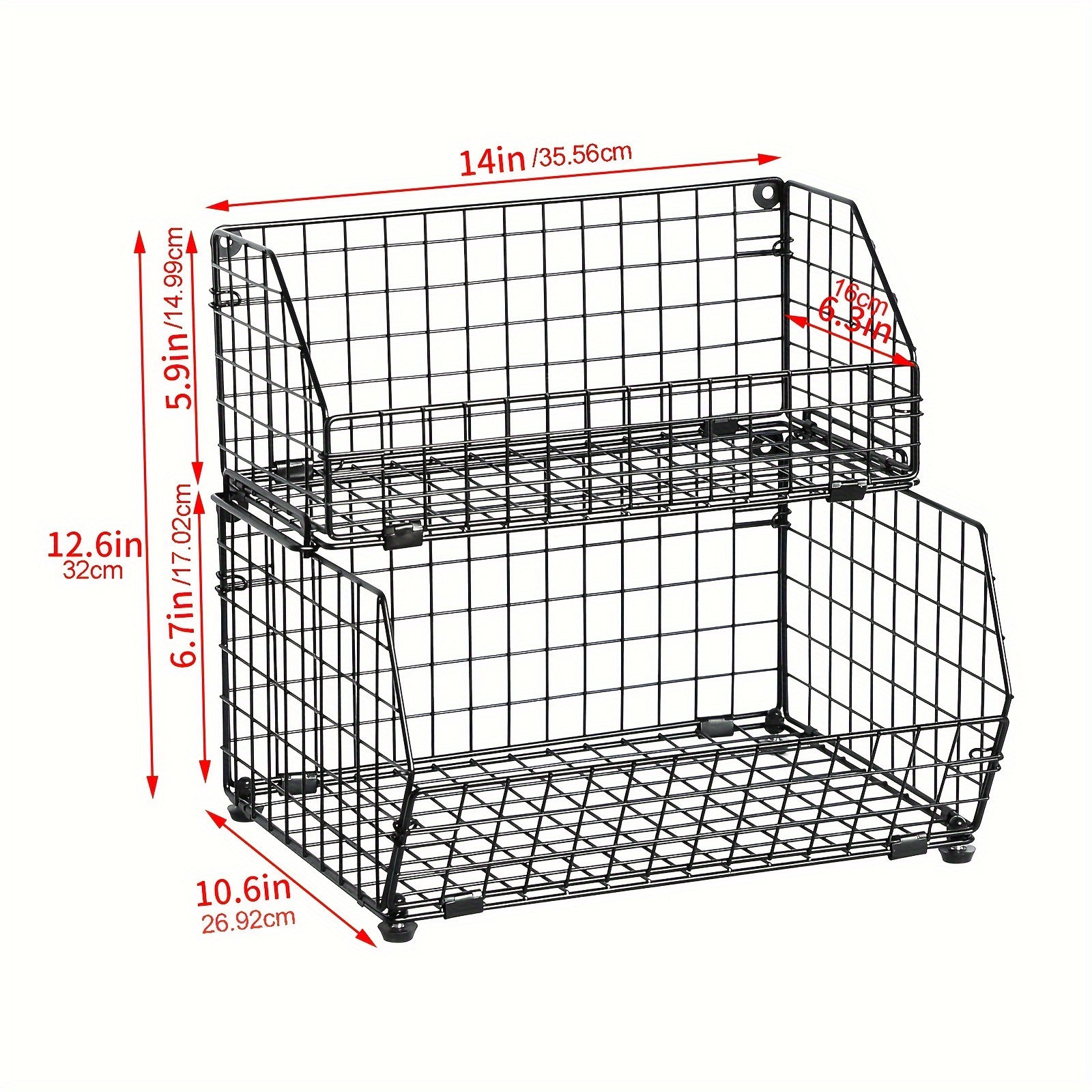2 tier Fruit Vegetable Basket Wall mounted Wire Baskets - Temu
