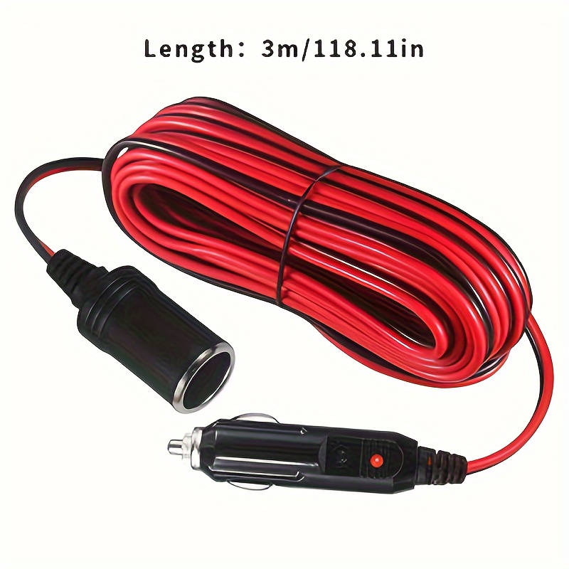 3meters Car Plug Extension Cord 12v/24v Battery Charging - Temu