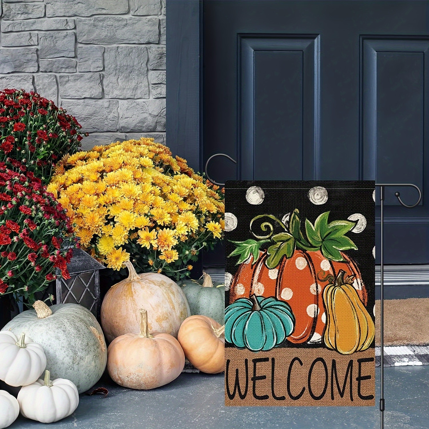Charming Double-sided Fall Pumpkin Garden Banner - 12x18 Inch, Linen ...