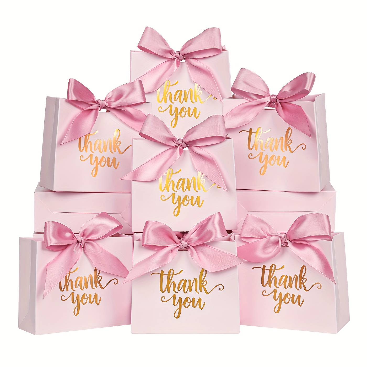 Small Thank Gift Bags Paper Treat Boxes Bow Ribbons - Temu Canada