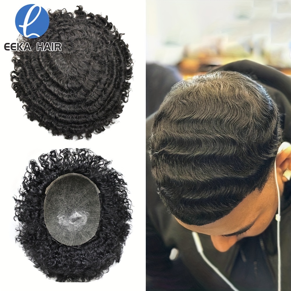 Afro Toupee Men Weave Hair Afro Curly Wave - Temu