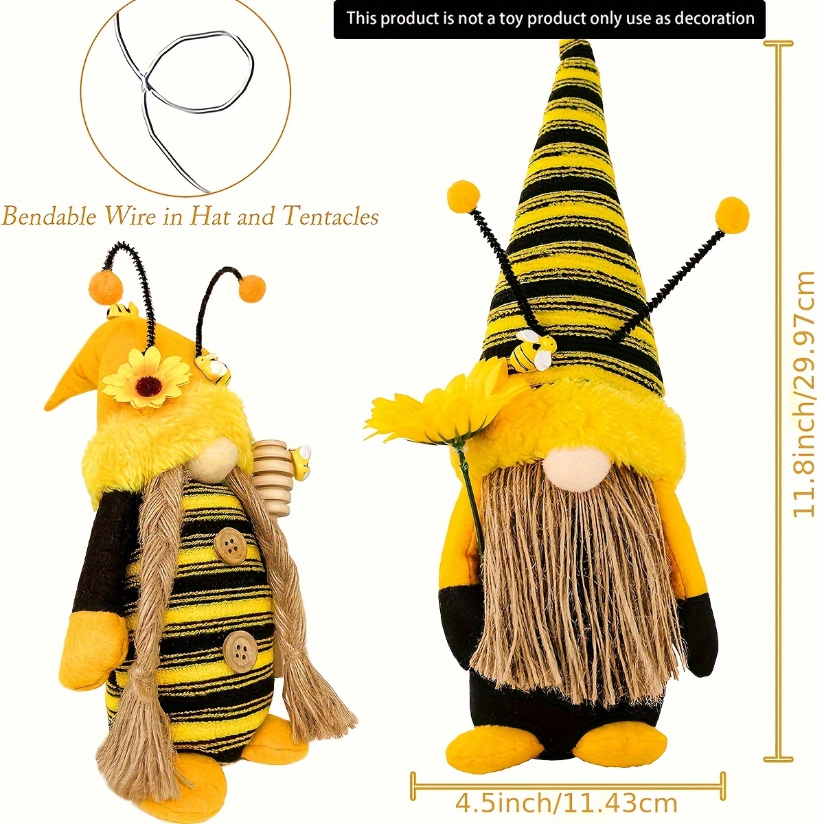 1pc Bumble Bee Gnomes Plush Decorthanksgiving Decorations - Temu