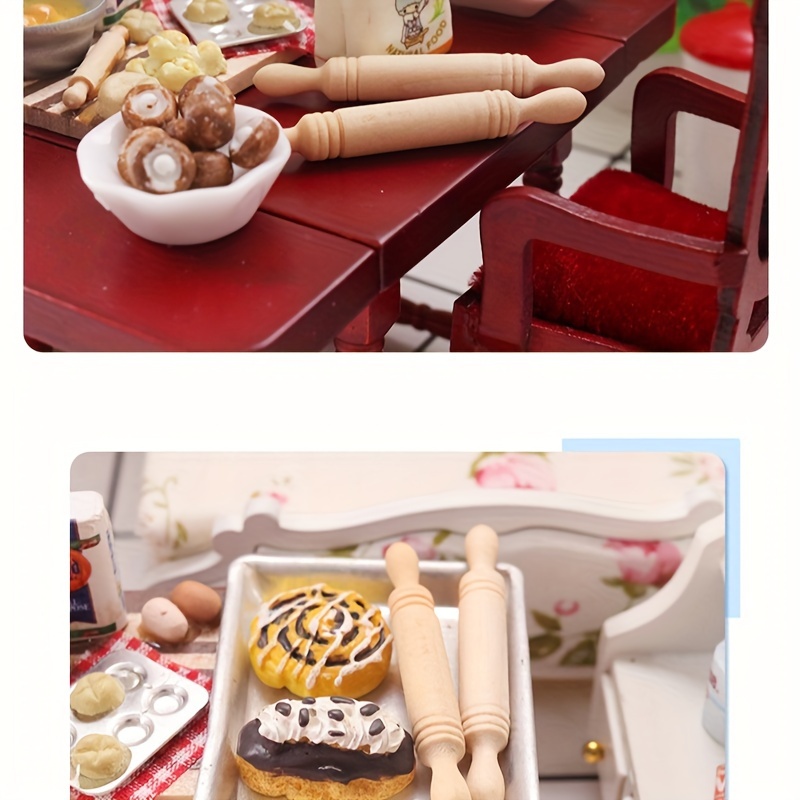 Mini Wooden Rolling Pin Stick Play House Decoration Kitchen - Temu ...