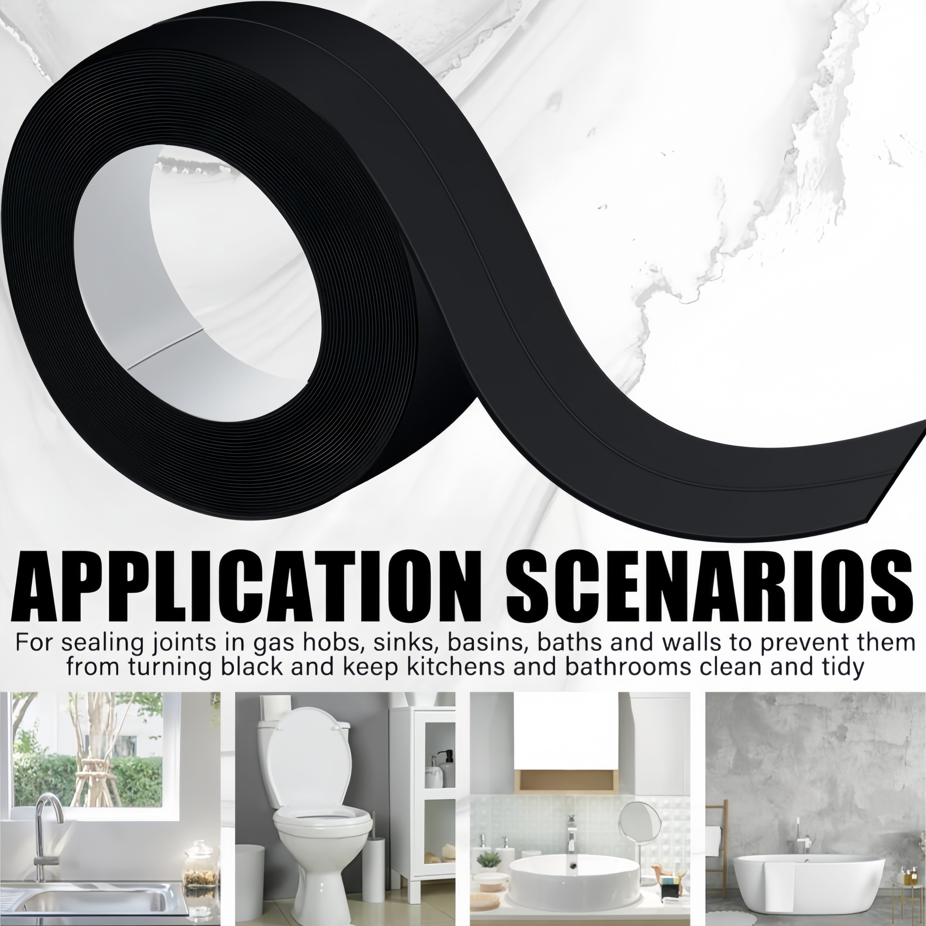 Waterproof Caulk Strip Self Adhesive Sealing Tape For Bathroom Kitchen ...