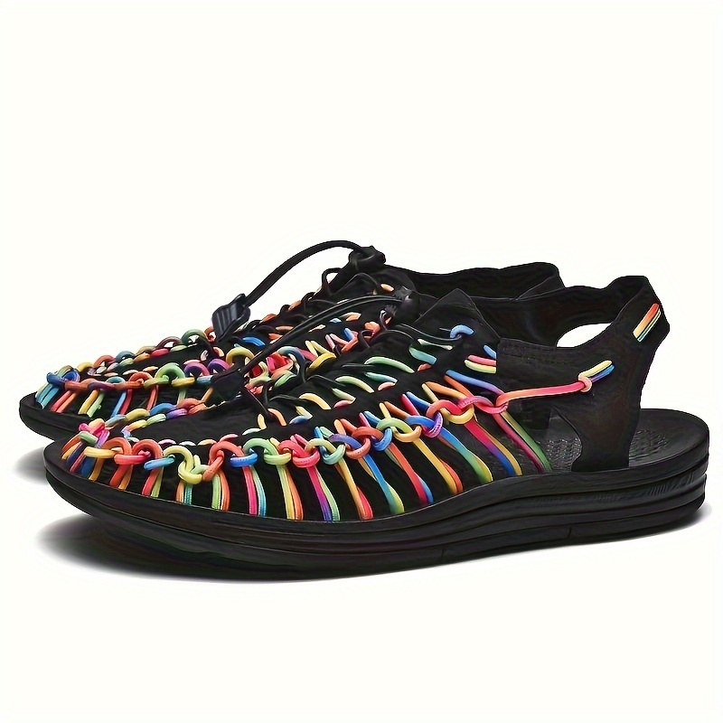 Slip Summer Sandals Women s Colorful Woven Rope Fashion - Temu New Zealand