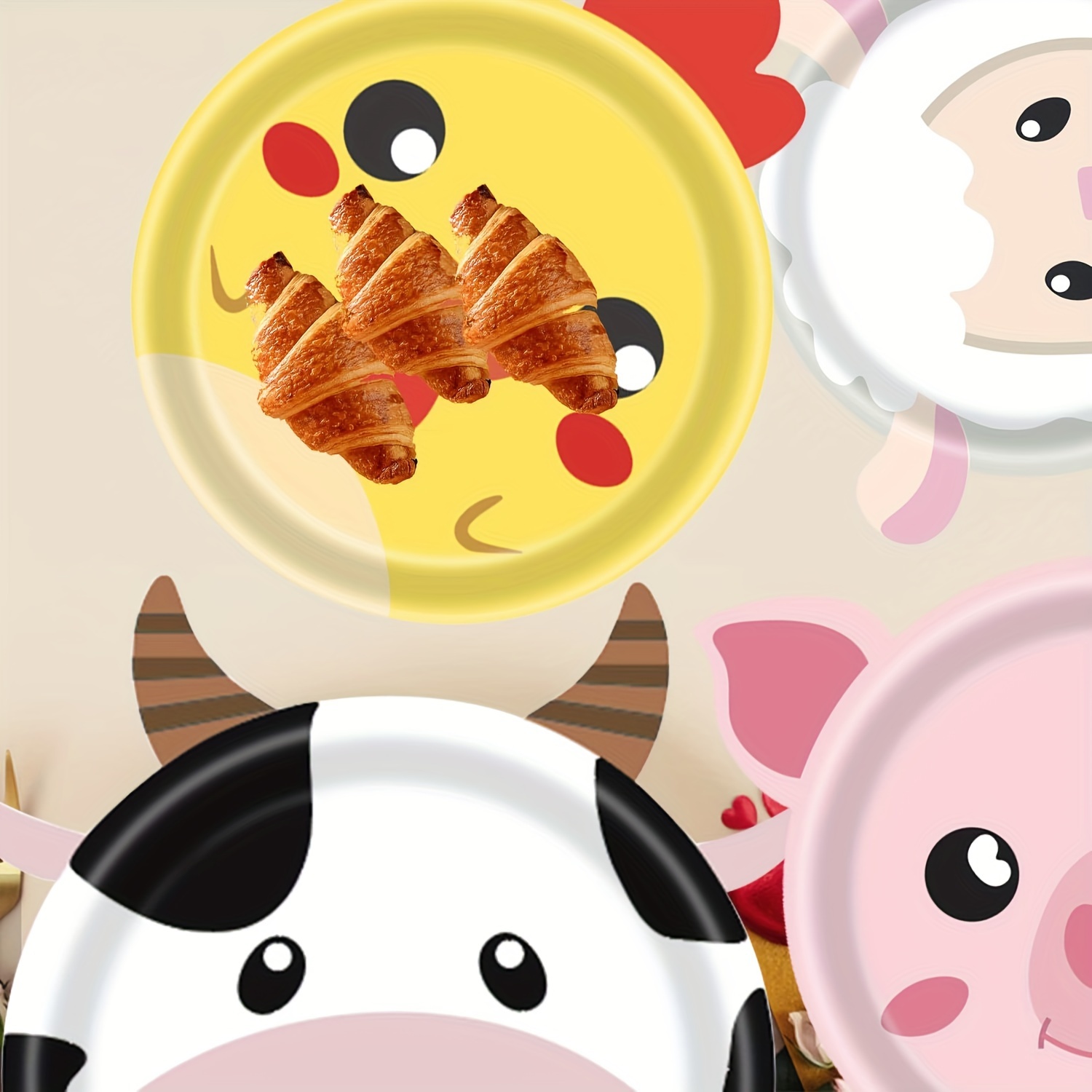 50 Count Farm Animals Party Paper Plates Farm Animal Shaped - Temu