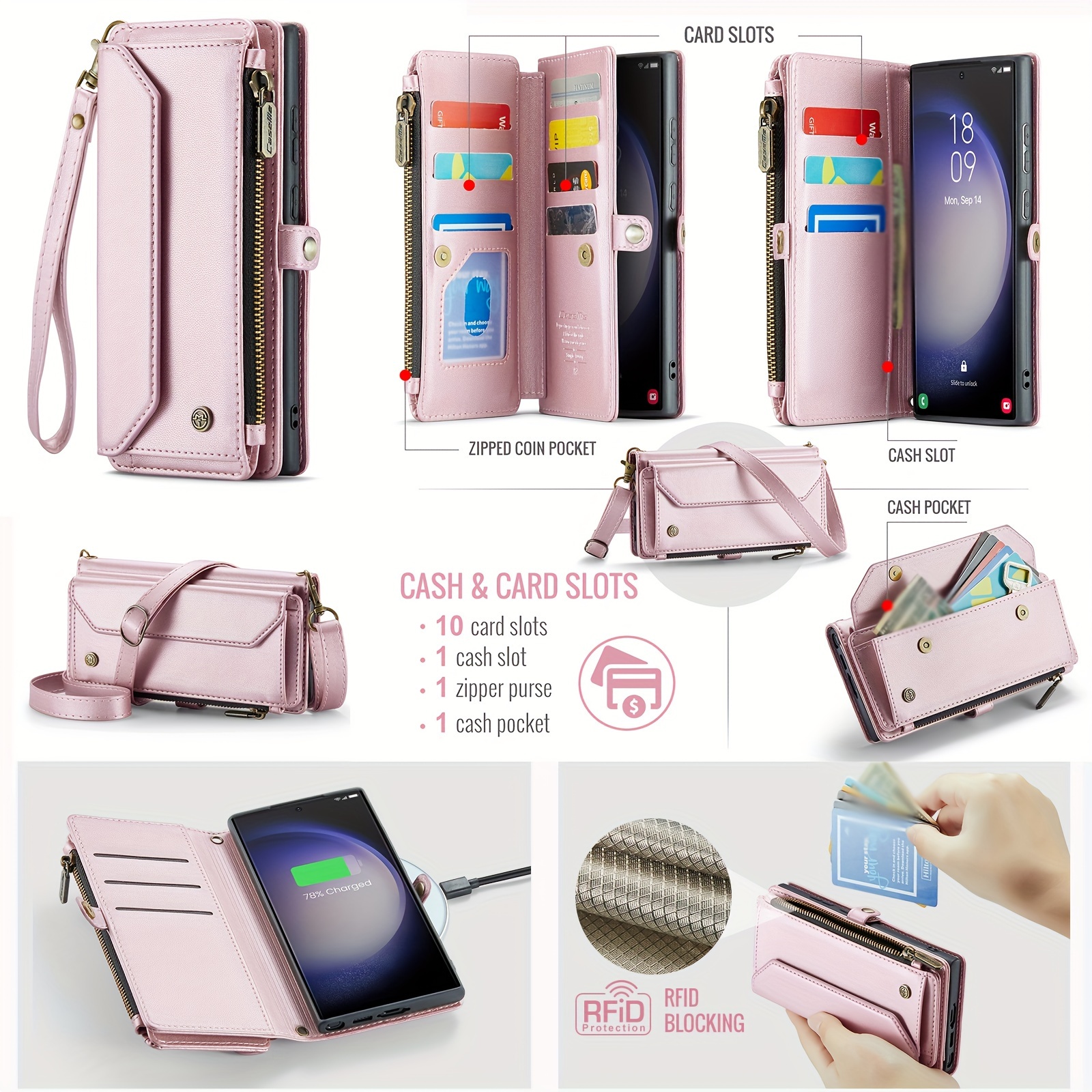 new flip wallet style phone case zipper galaxy - Temu Canada