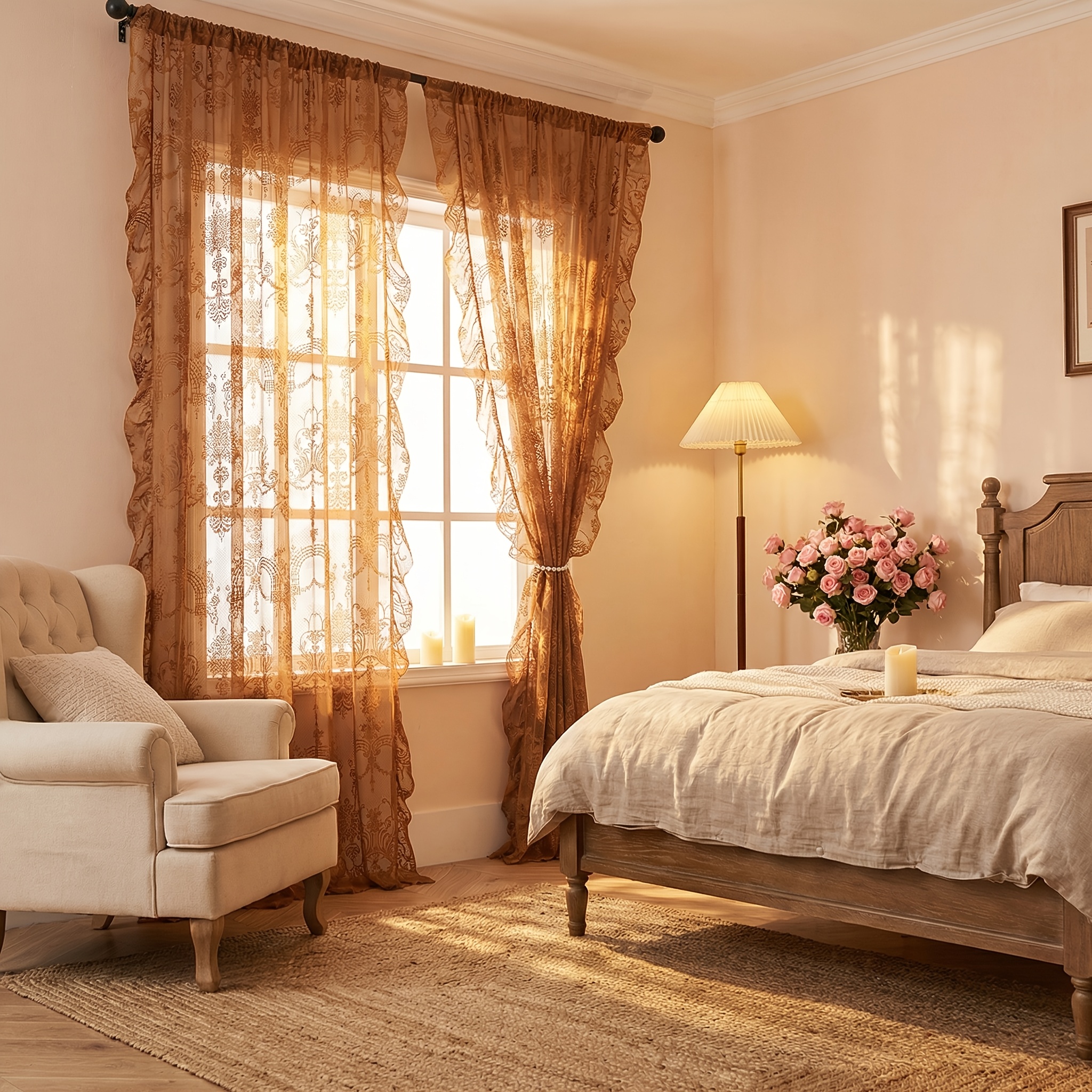 beige sheer curtains sold on Temu United States