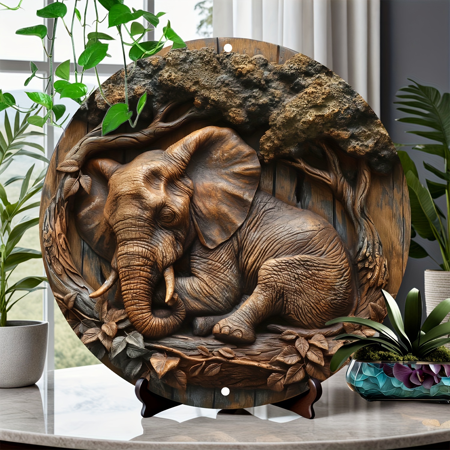 Round Metal Signage Aluminum African Elephant Comical Funny - Temu