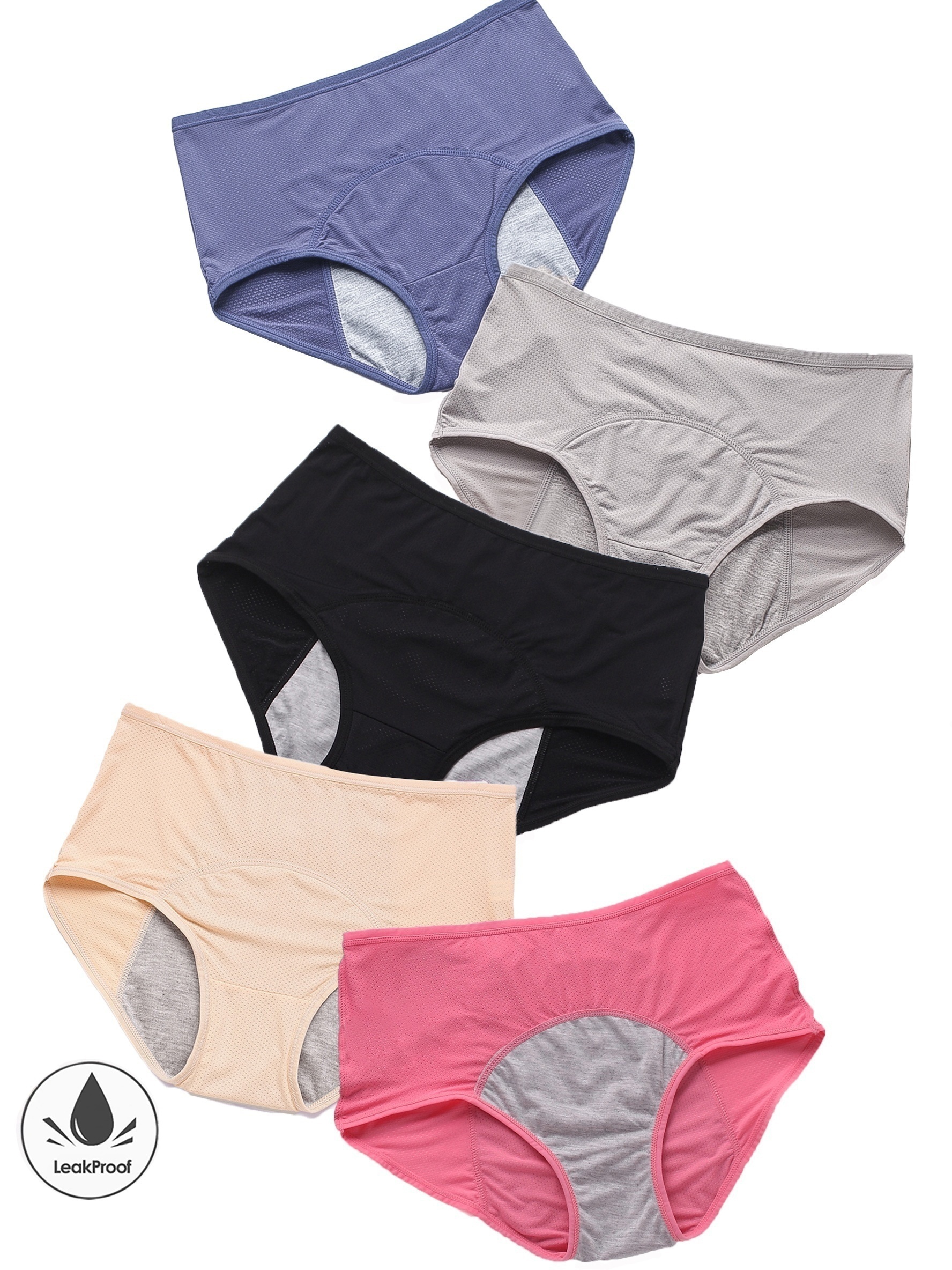 5 Pack Large Size Physiological Underwear Mesh Super Breathable Widened Three Layer Women S Menstrual Underwear High Waist Tummy Women S Briefs